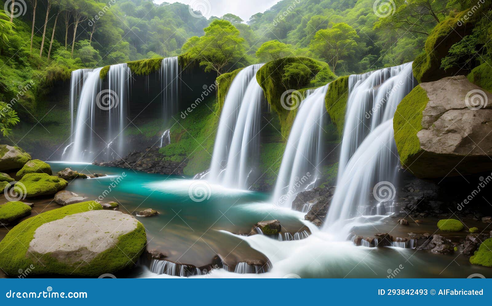 A Waterfall with a Waterfall in the Middle Stock Illustration ...