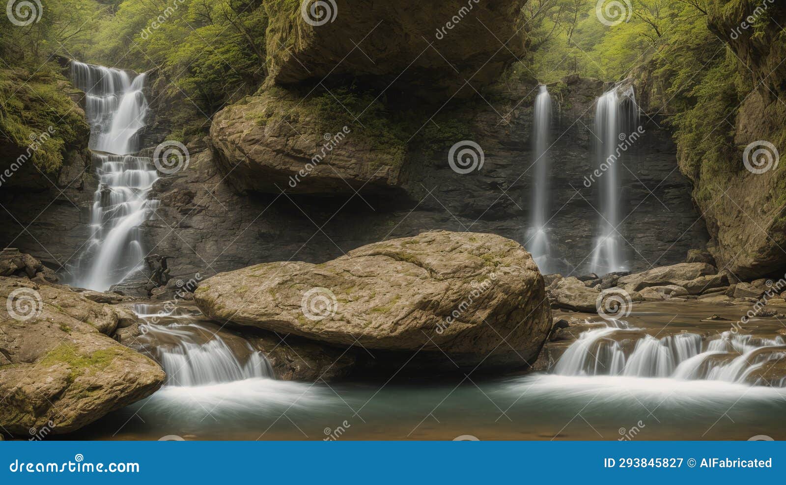 A Waterfall with a Waterfall in the Middle Stock Illustration ...