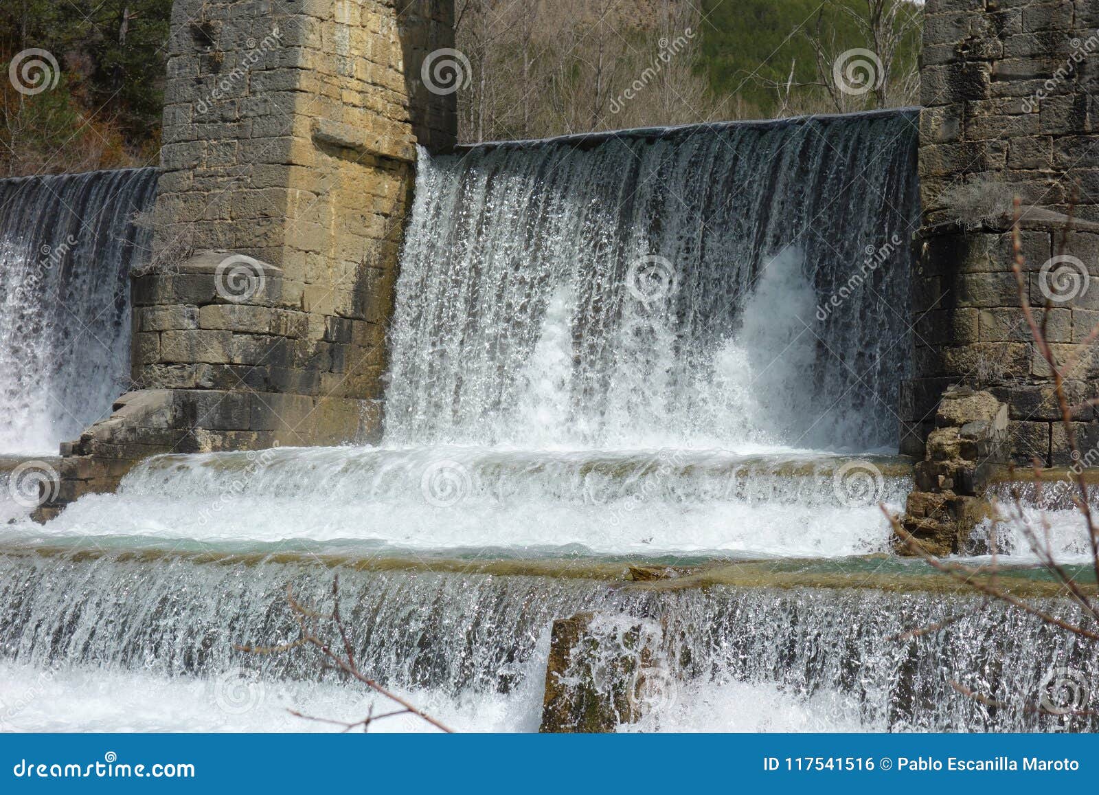 A Waterfall Weir in a Non-urban Scene Day Stock Photo - Image of river ...