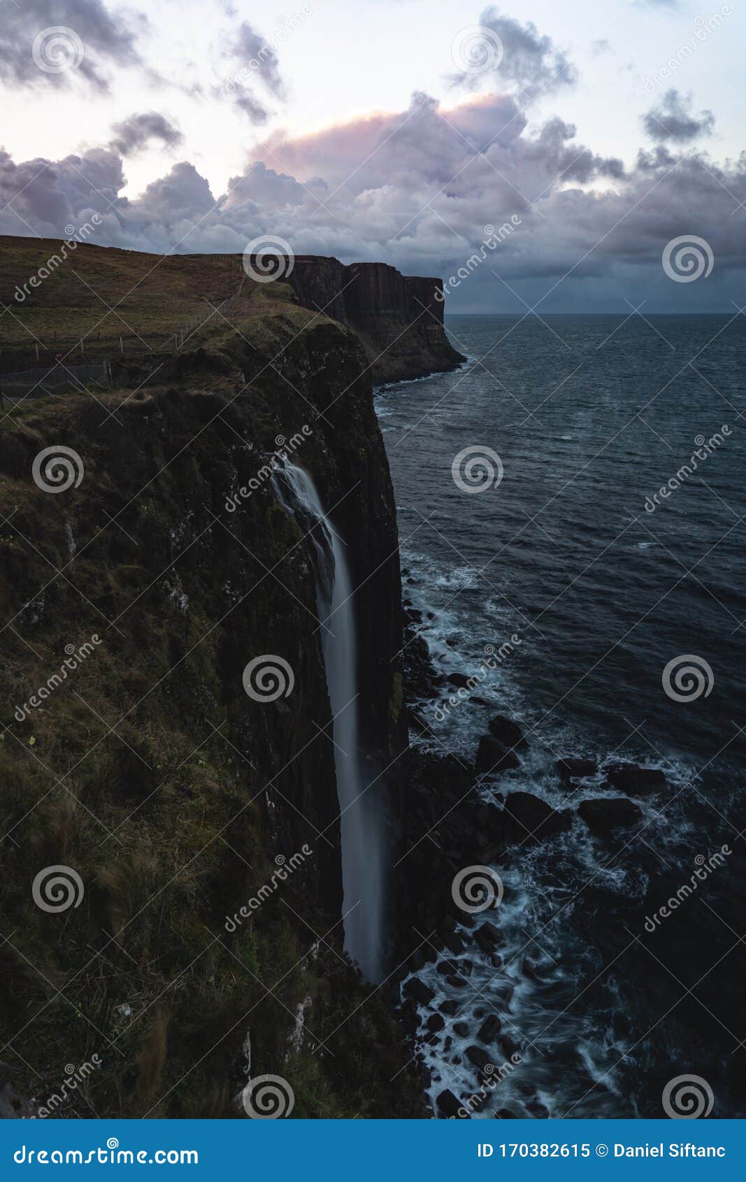 Waterfall Which Flow into the Sea Stock Image - Image of cliff, basalt ...