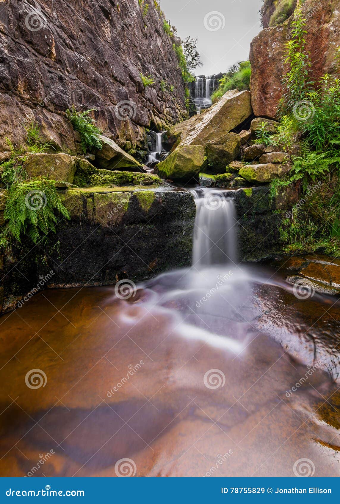 Waterfall at White Coppice stock image. Image of white - 78755829
