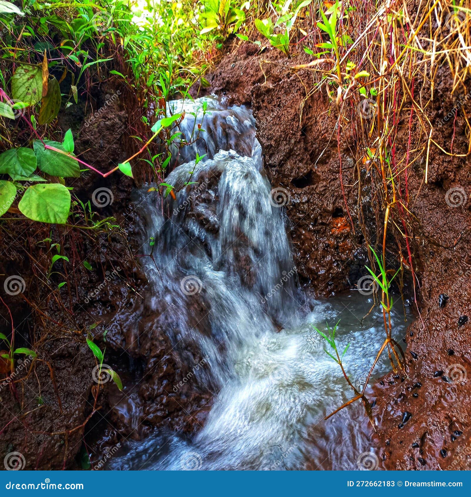 Waterfall Whose Water is Very Clear Stock Image - Image of water ...