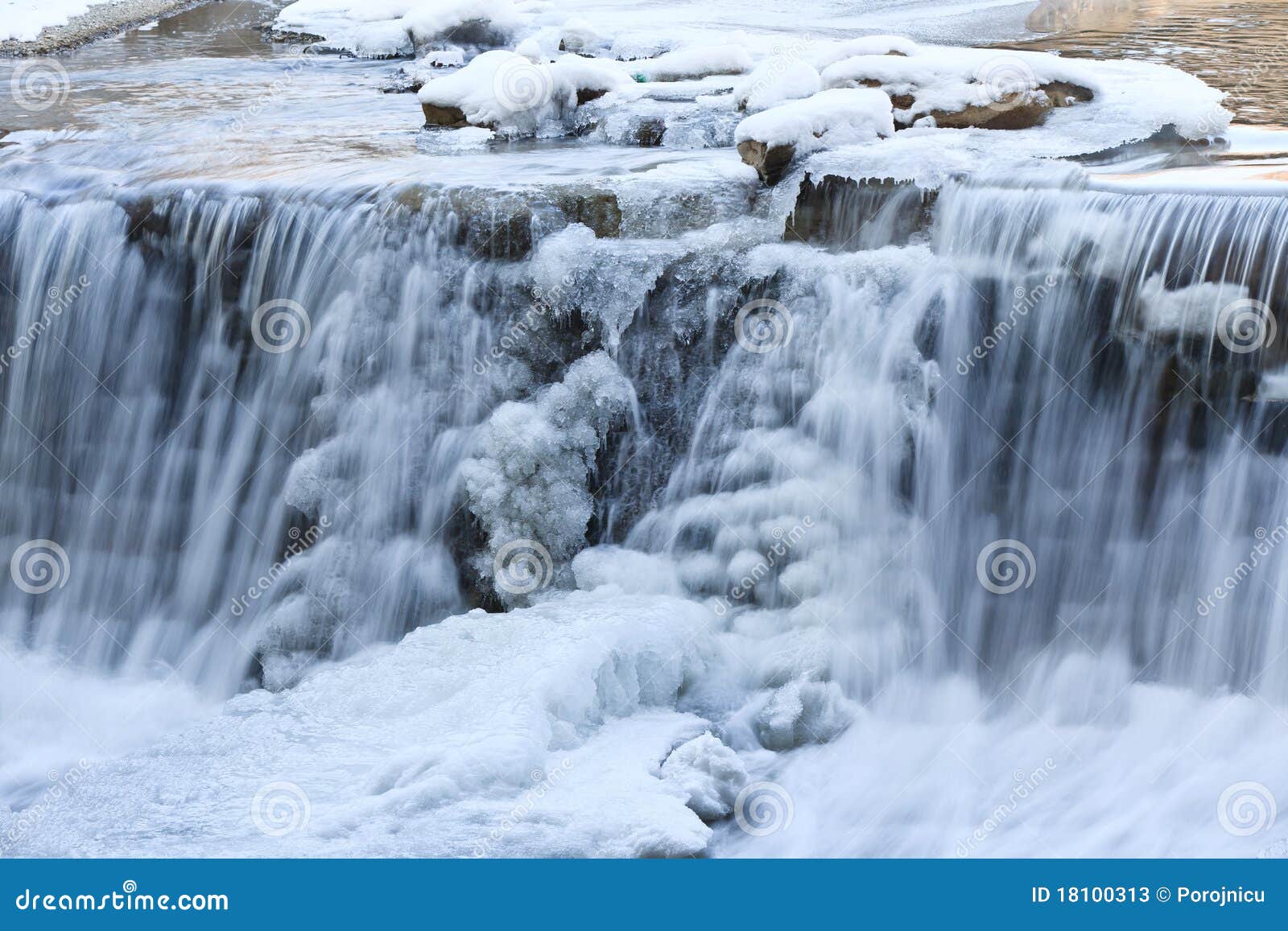 Waterfall in winter stock image. Image of nature, water - 18100313