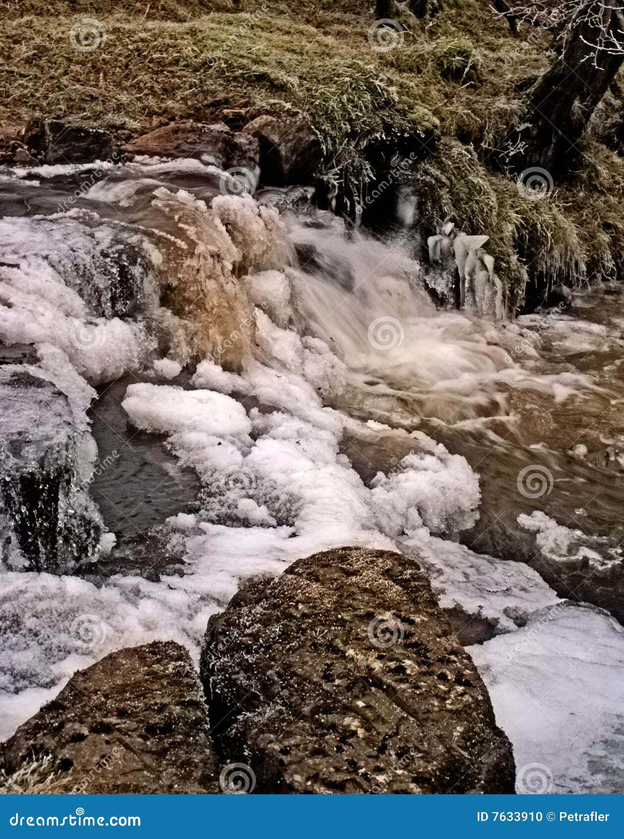 Waterfall in Winter stock photo. Image of rambling, fields - 7633910