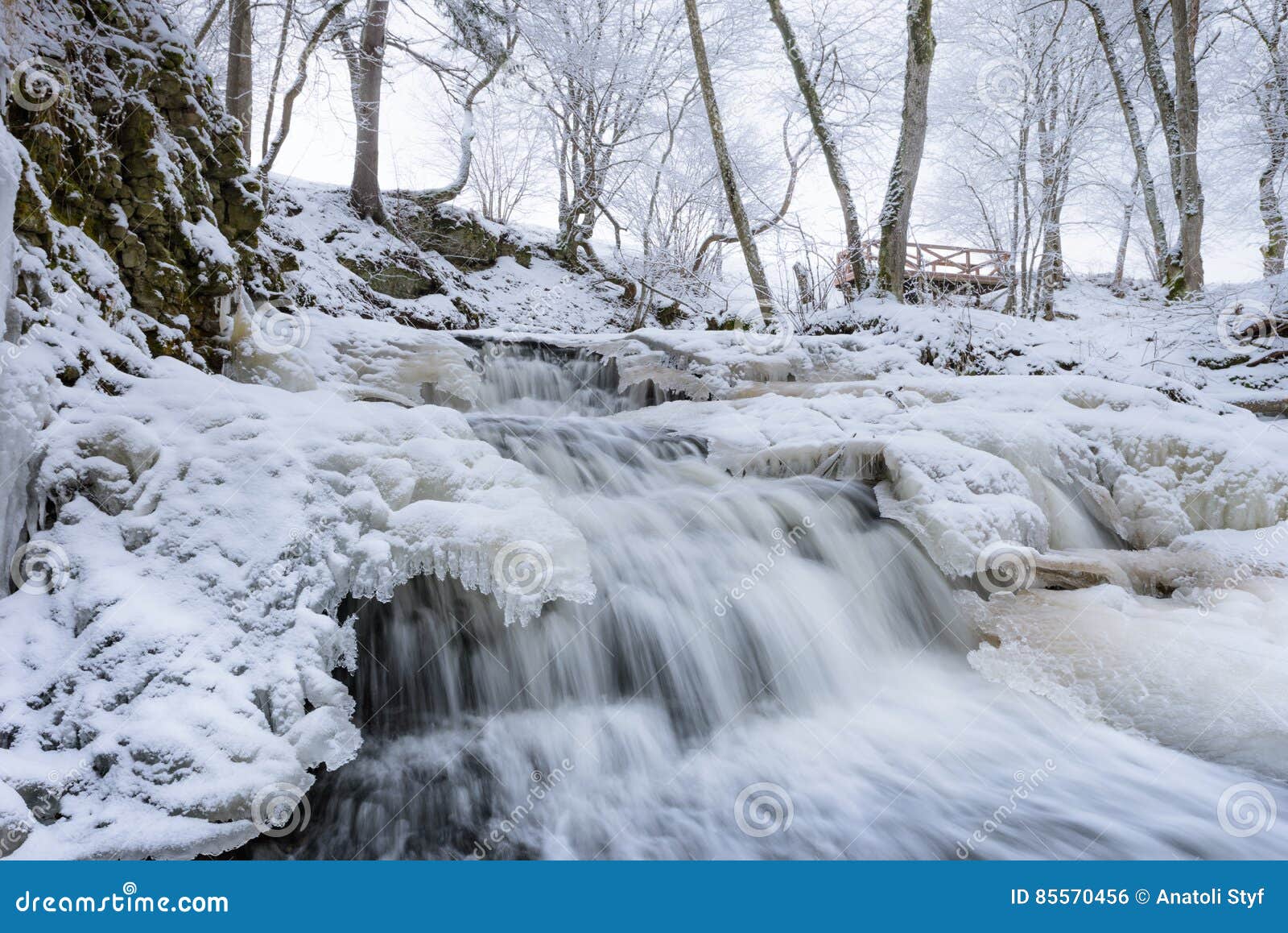 Waterfall in winter stock photo. Image of snowy, icing - 85570456