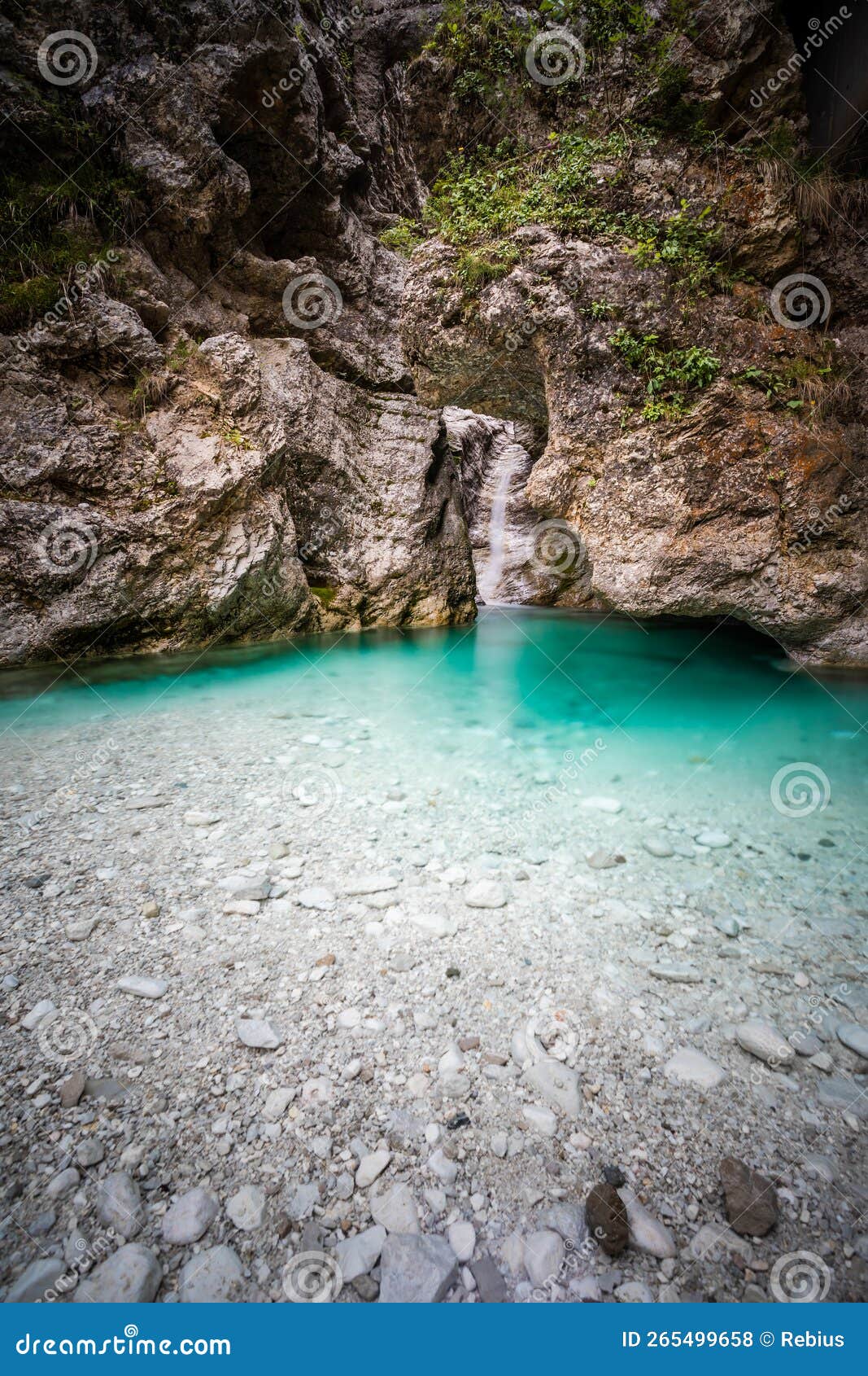 Waterfall wit azure water stock photo. Image of natural - 265499658