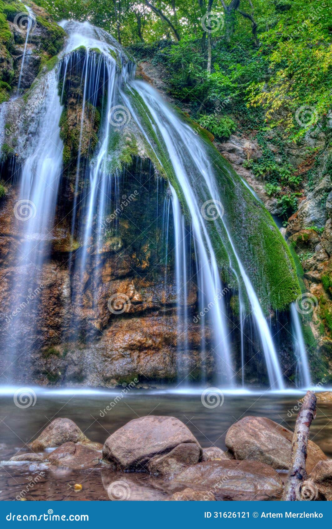 Waterfall in the wood stock image. Image of scene, park - 31626121