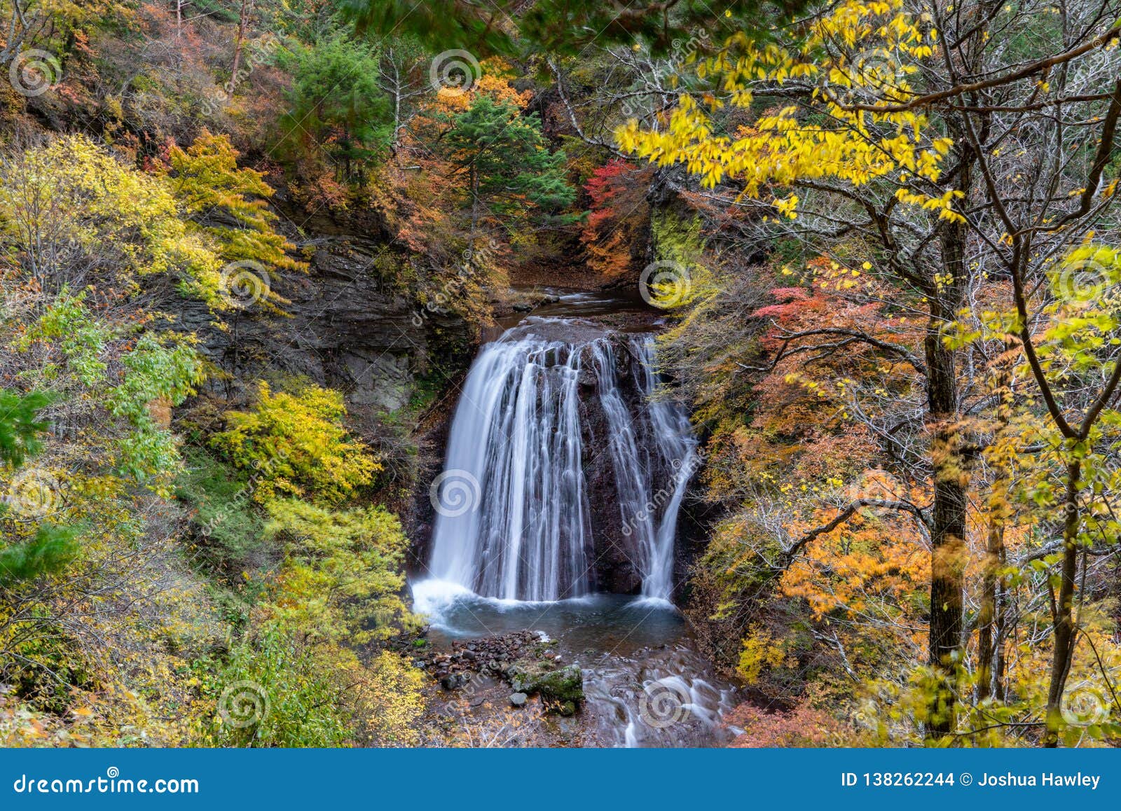 Yokoya Gorge Waterfall in Autumn Stock Photo - Image of autumn, fluid ...