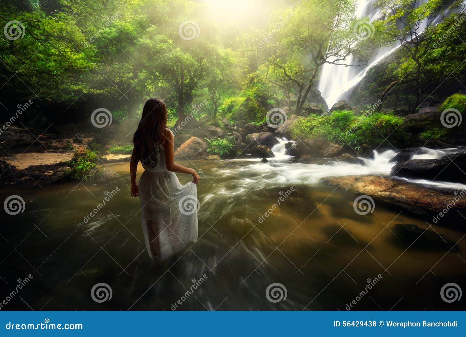 Waterfall stock photo. Image of pretty, happy, mountain - 56429438