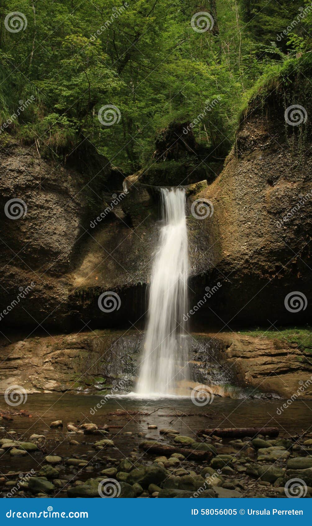 Waterfall in Zurich Canton stock image. Image of summer - 58056005