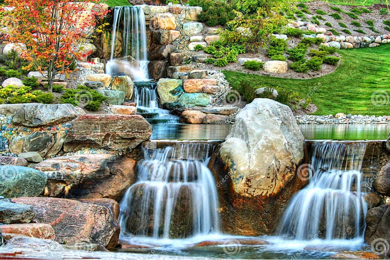 Waterfall2 stock photo. Image of tree, grass, trees, cliff - 4580248