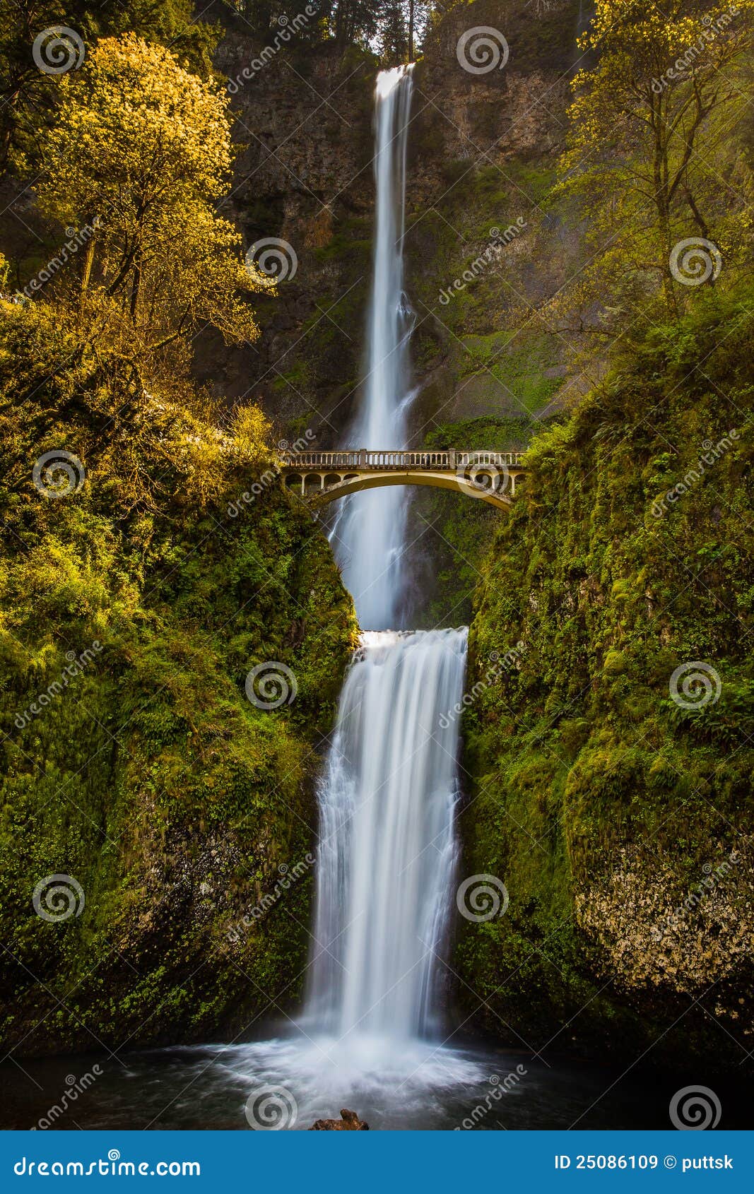 Waterfalls with bridge stock image. Image of creek, landscape - 25086109