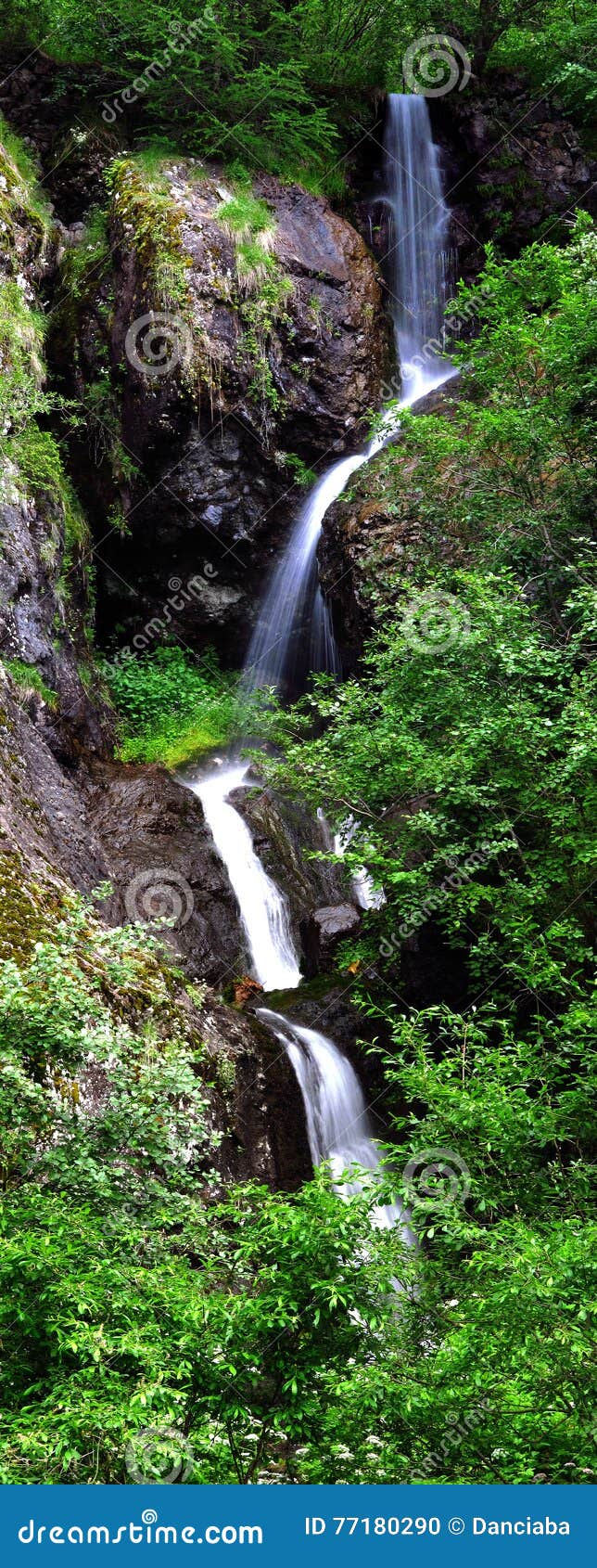 Waterfalls in Dolomites. stock photo. Image of cinque - 77180290