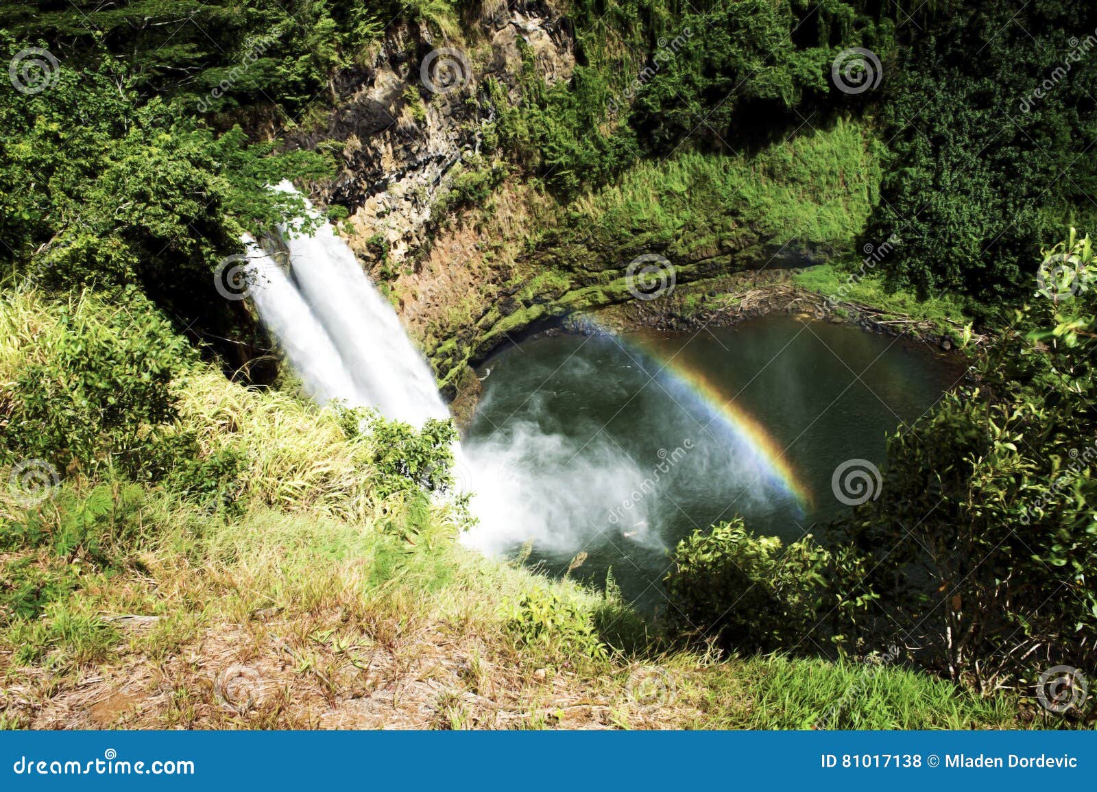 Waterfalls with Double Rainbow Stock Photo - Image of rainforest ...