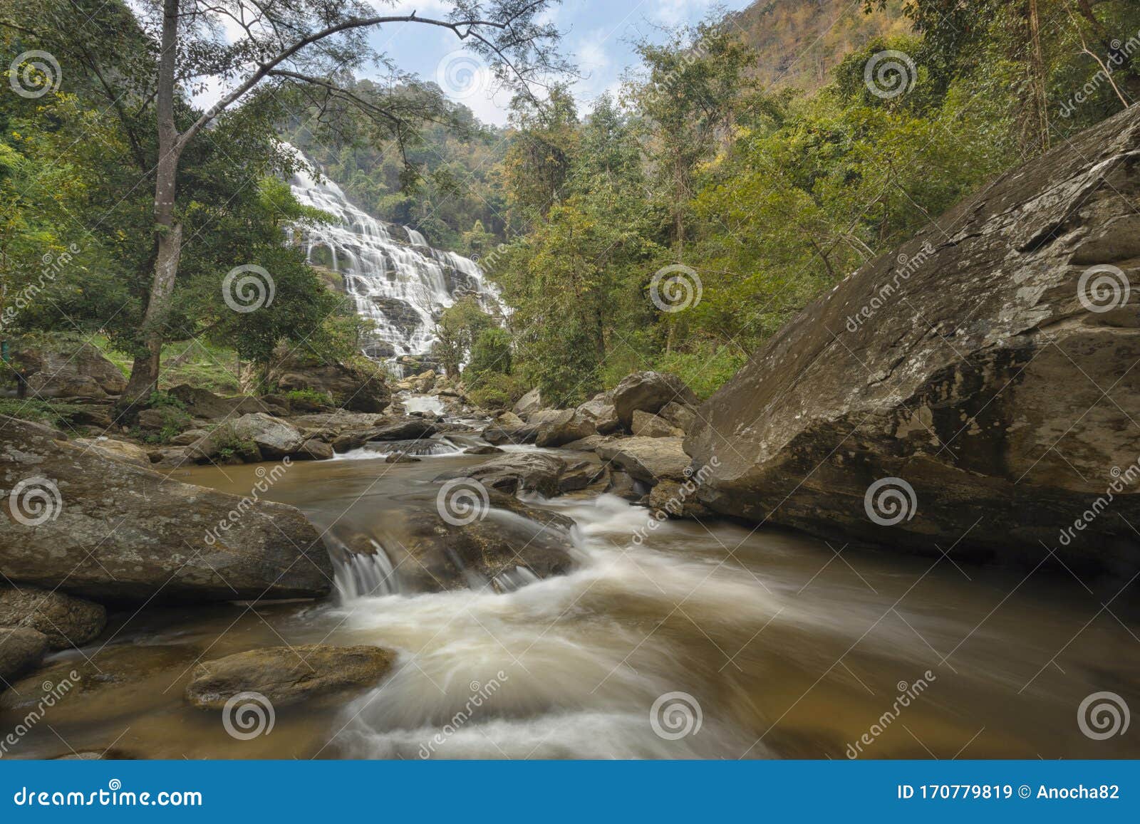 Waterfalls Forest Fall at Thailand. Stock Image - Image of horizontal ...