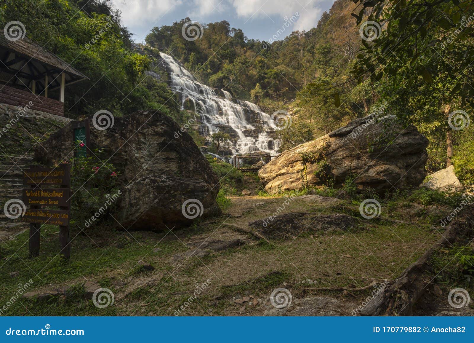 Waterfalls Forest Fall at Thailand. Stock Photo - Image of horizontal ...