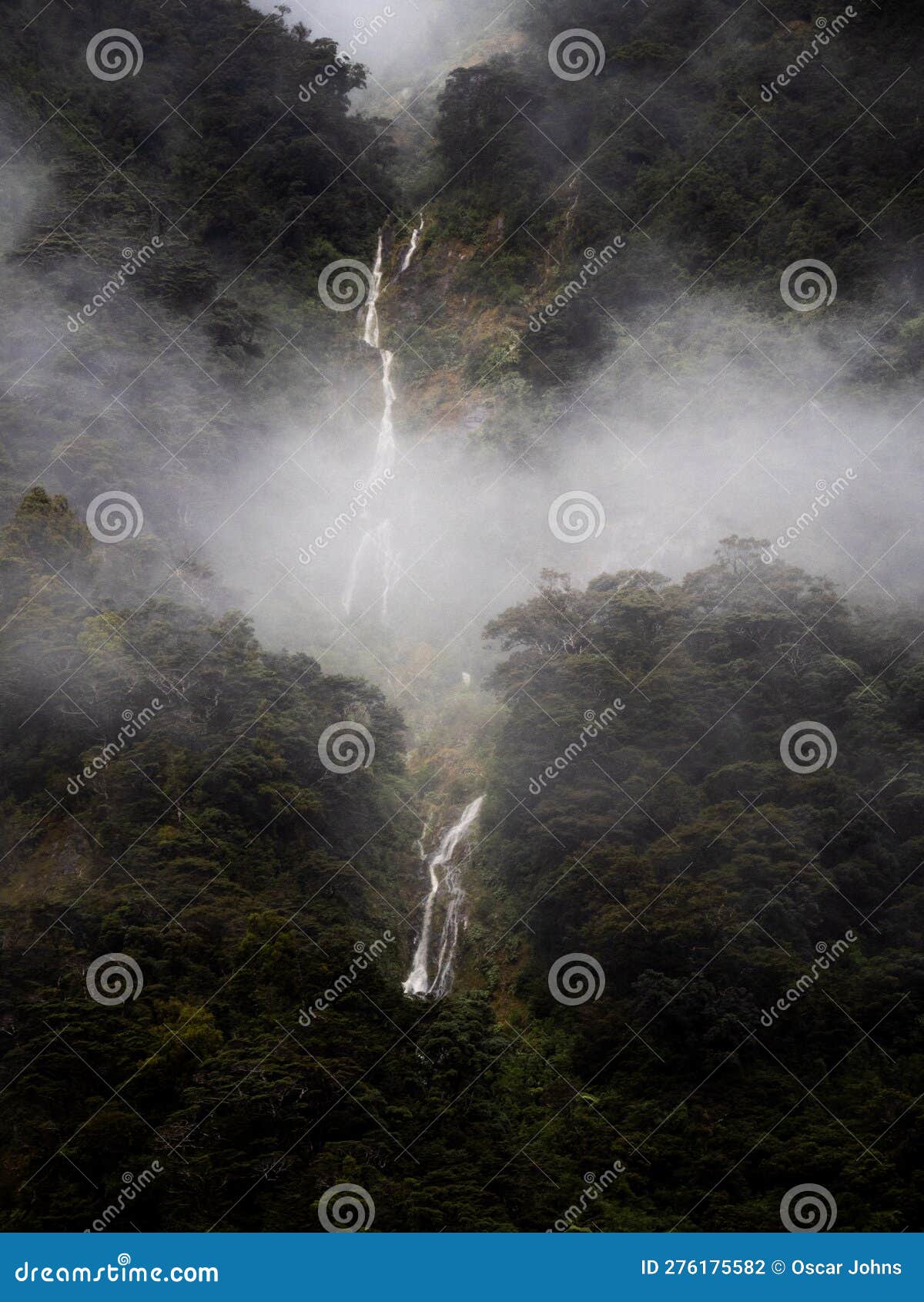 Waterfalls in Forest and Mist Stock Photo - Image of water, jungle ...