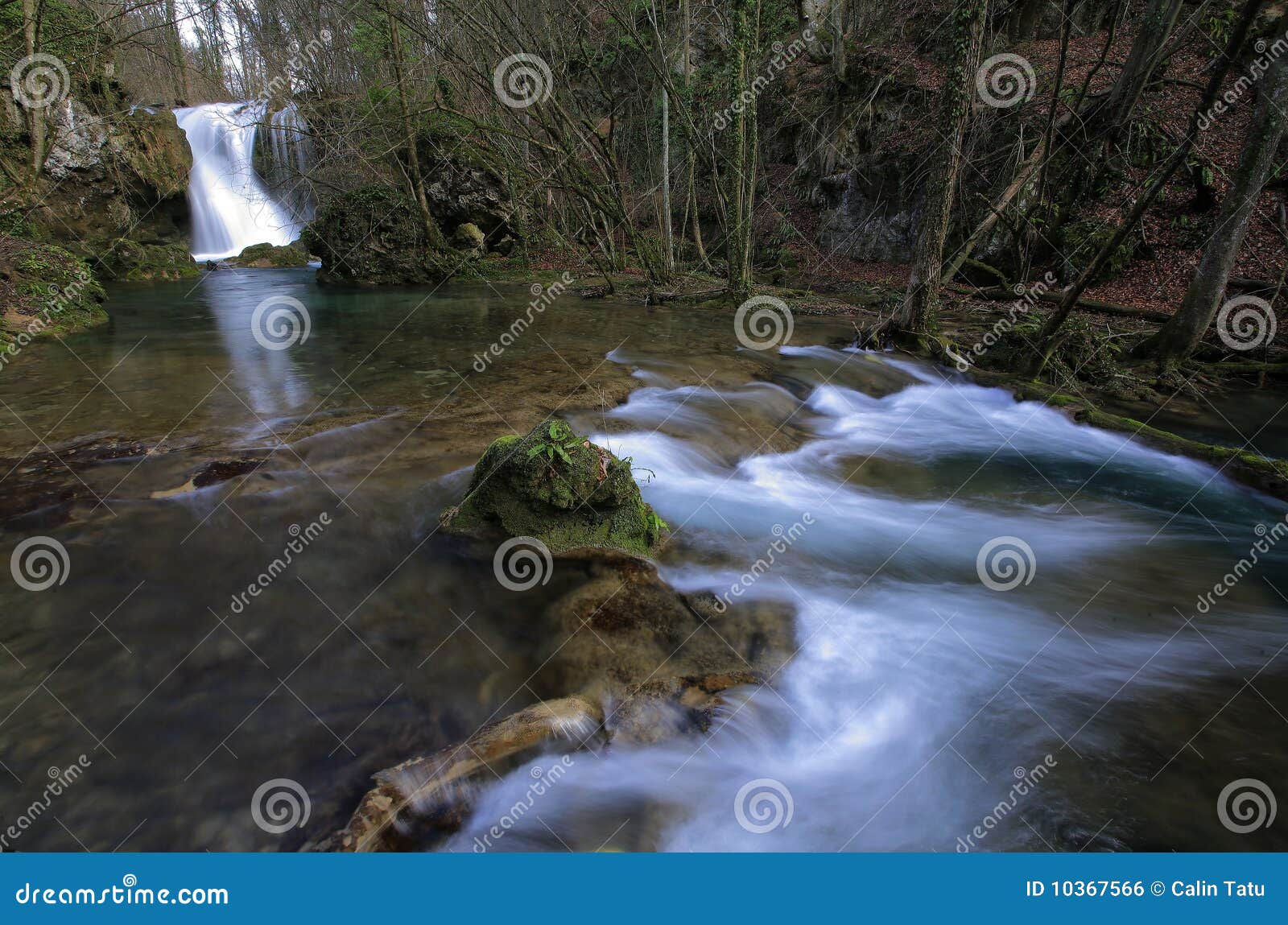 Waterfalls in the Forest in Spring Stock Photo - Image of smooth, water ...