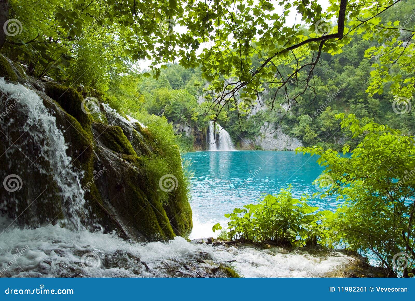 Waterfalls and lake stock image. Image of lake, summer - 11982261