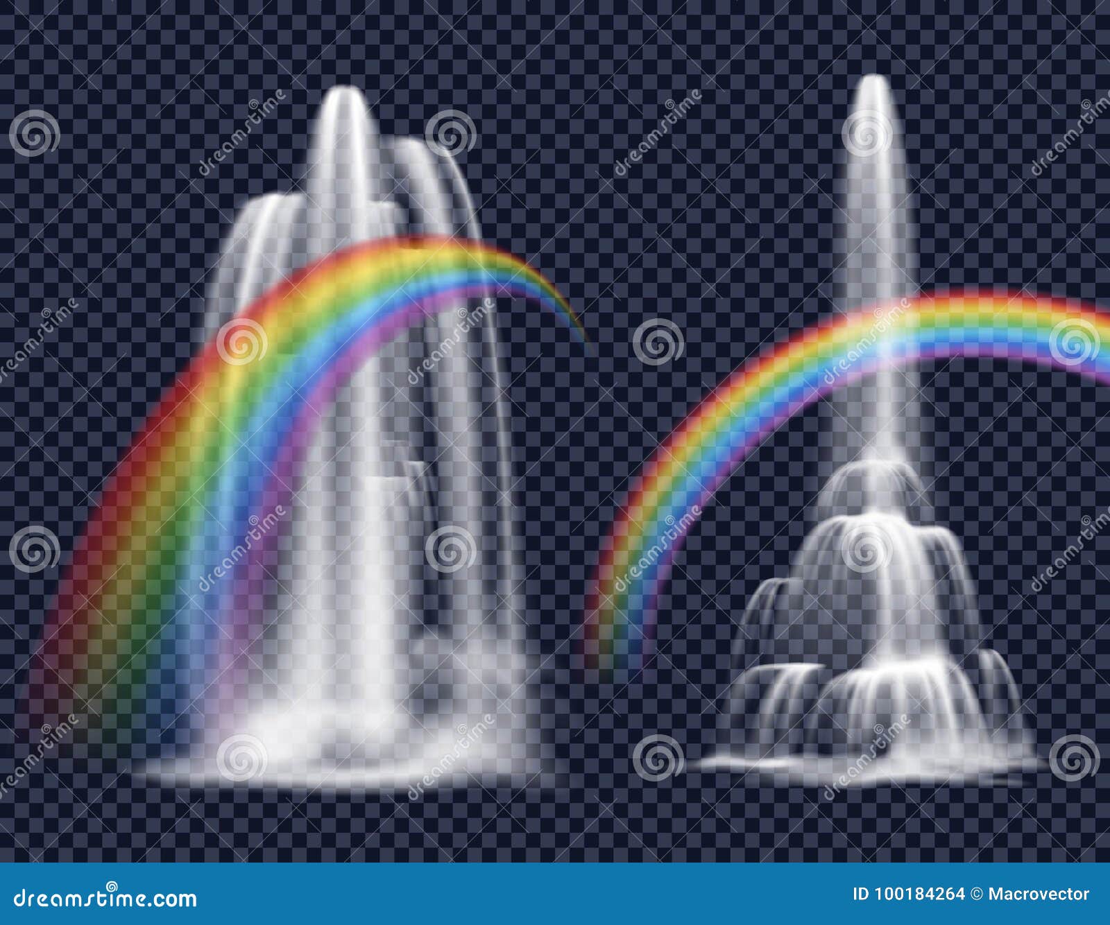 Waterfalls and Rainbows Decorative Elements Stock Vector - Illustration ...
