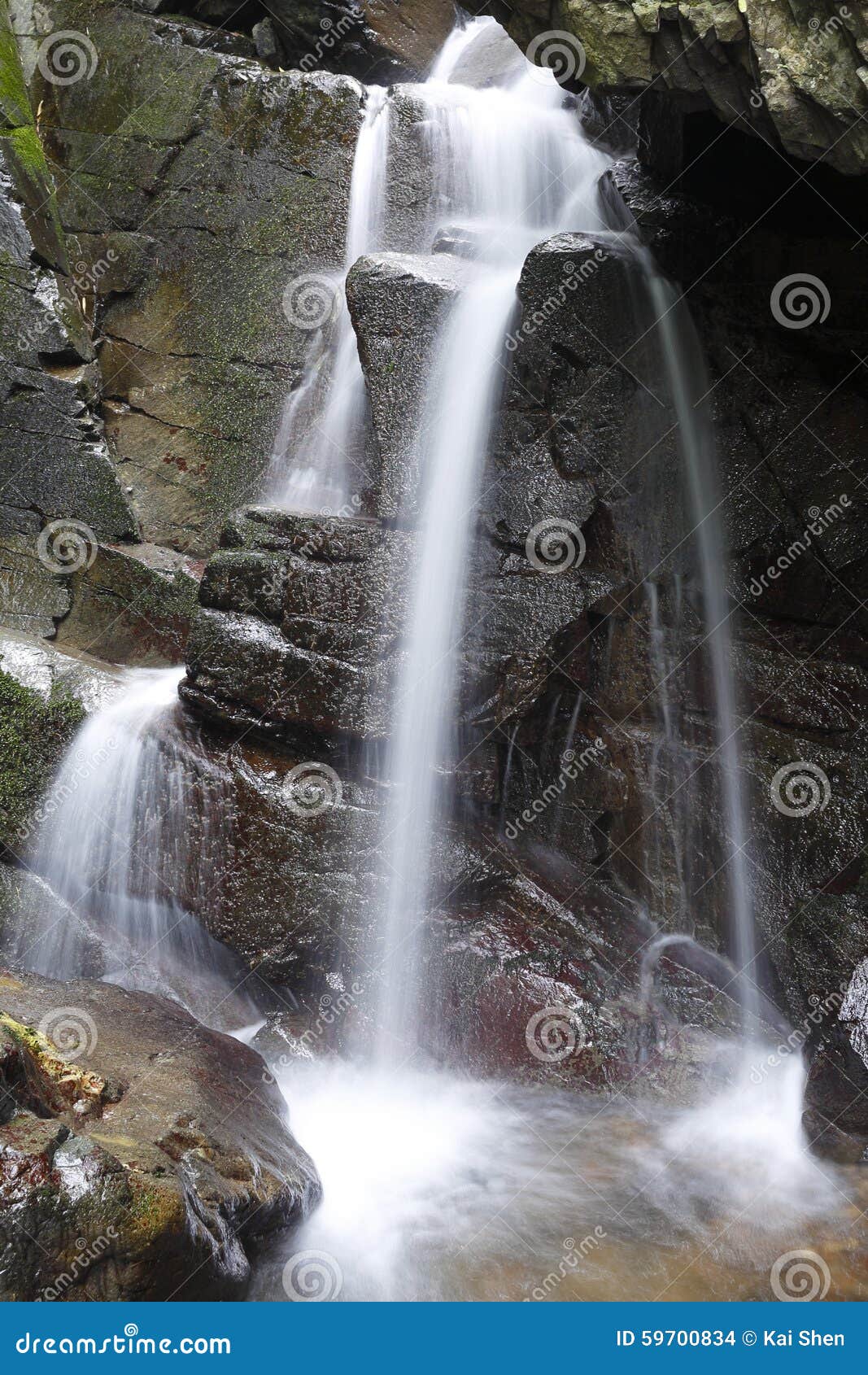 Waterfalls and rock stock photo. Image of leaves, ponds - 59700834