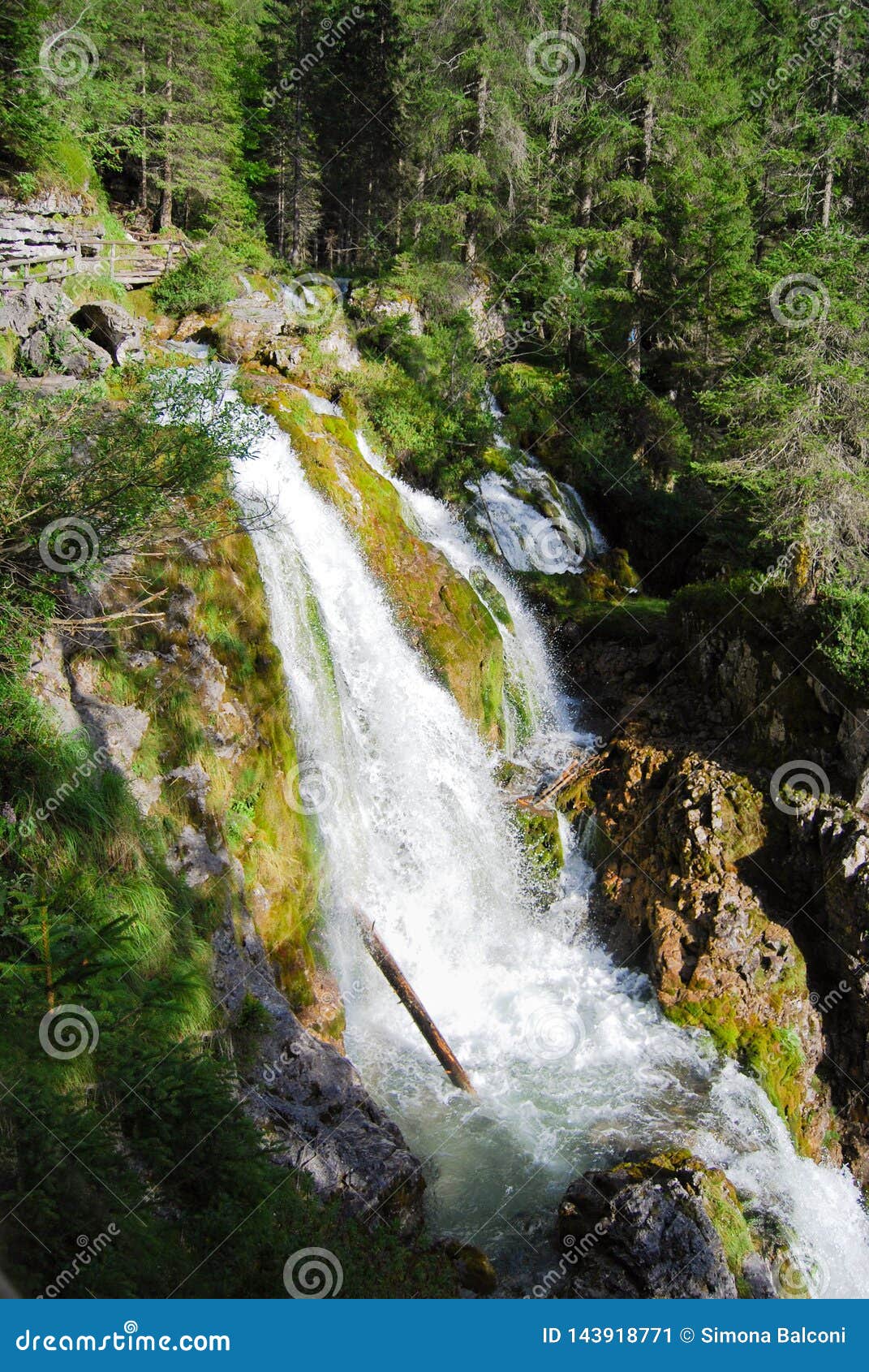 Three Waterfalls in the Mountain Stock Image - Image of motion, fall ...