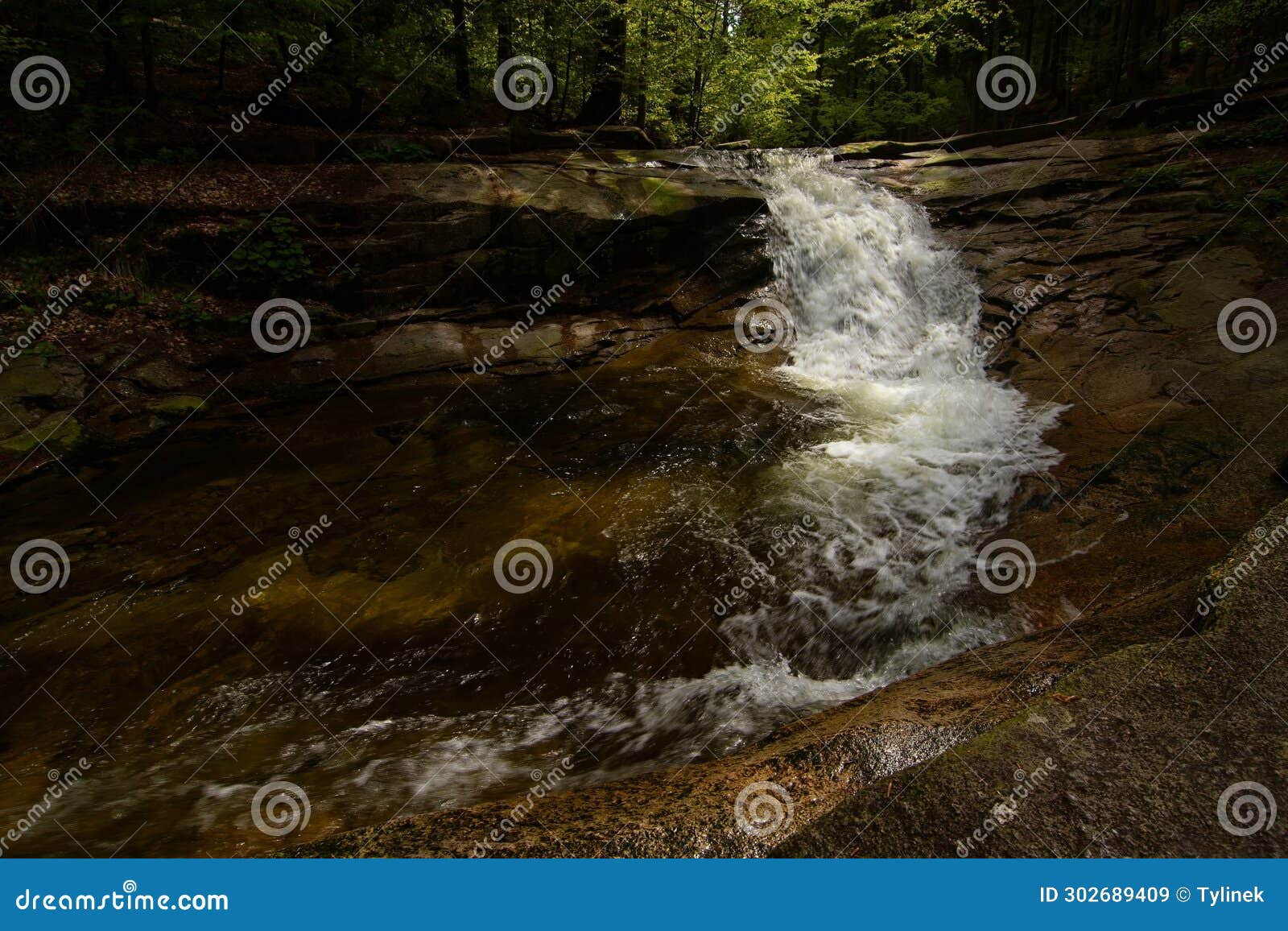 Waterfalls on a Stream in the Forest Stock Image - Image of mountain ...