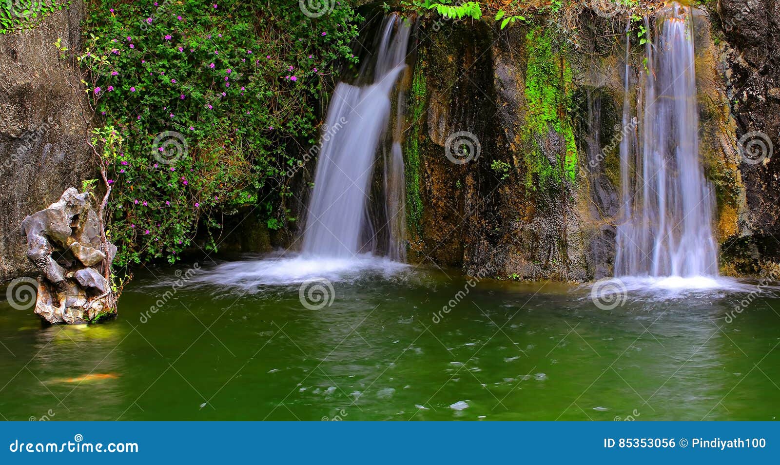 Waterfalls in Tropical Garden Stock Photo - Image of beautiful, smooth ...