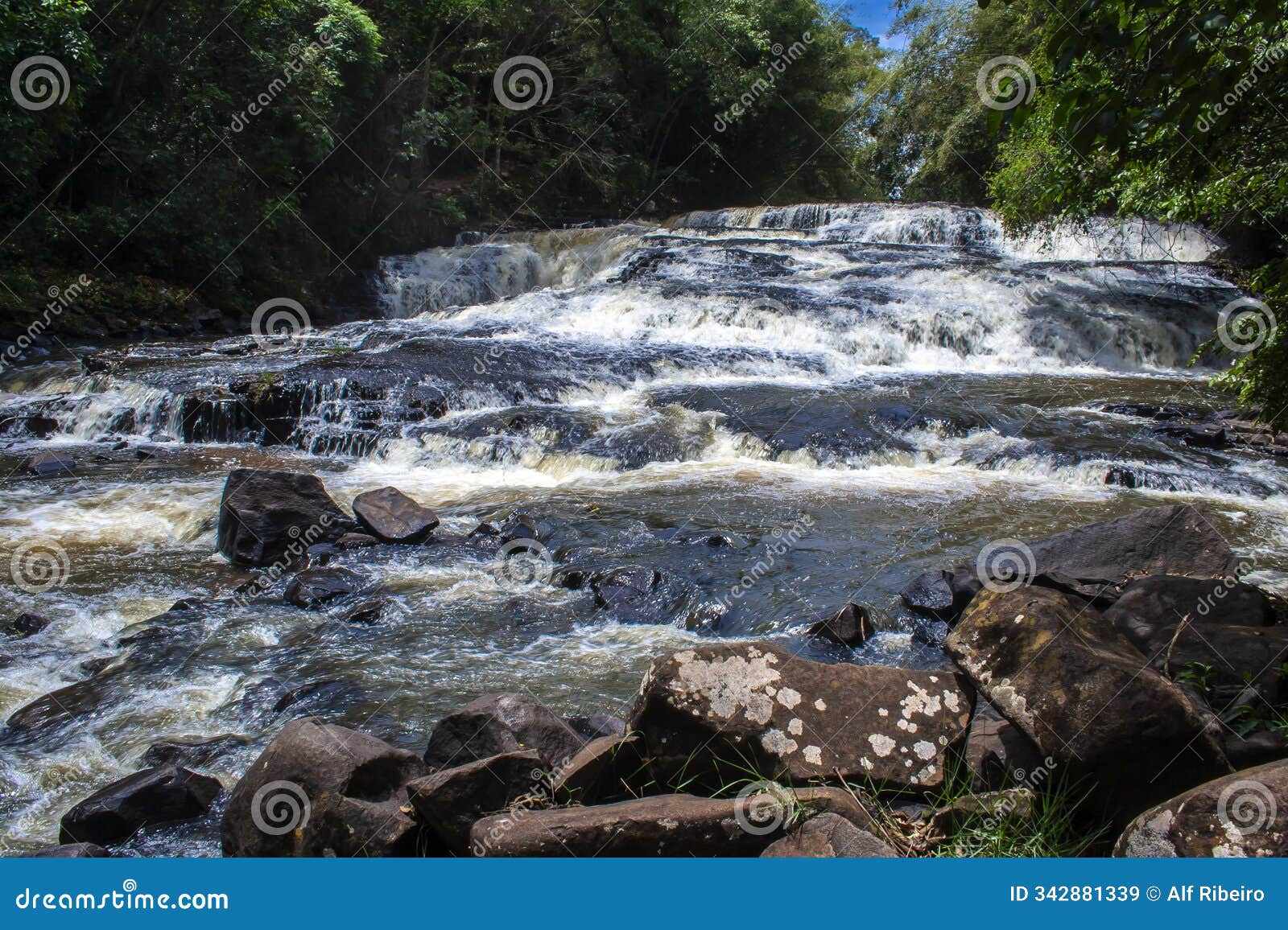 Waterfalls and Water Running through Rocks on the River Stock Image ...