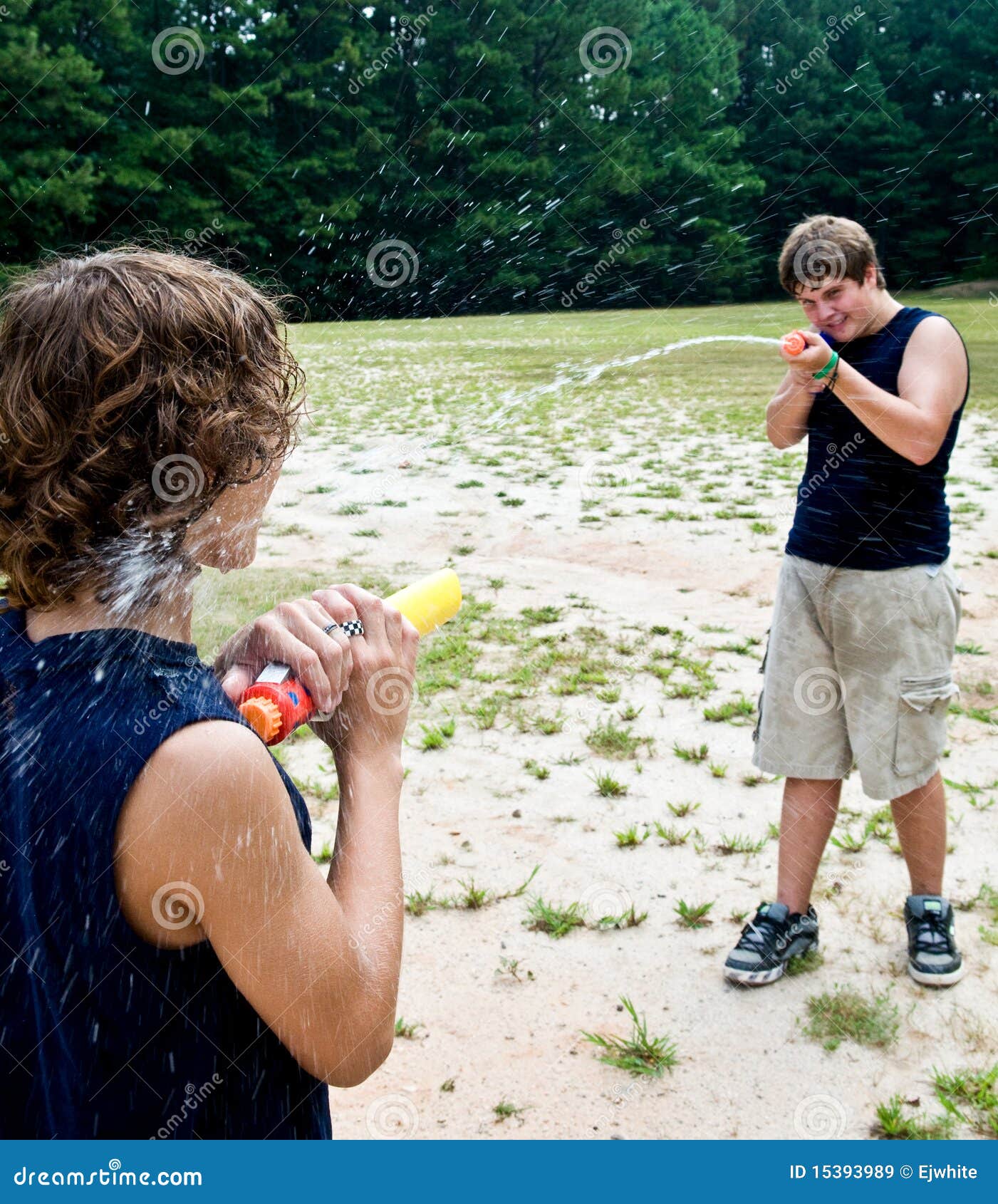 Waterfight! stock image. Image of playground, children - 15393989