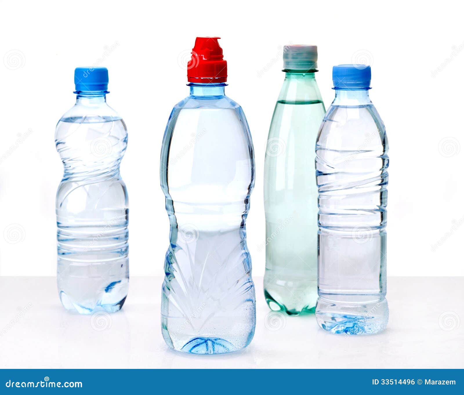 Waterflessen stock foto. Image of zuiver, blauw, niemand - 33514496