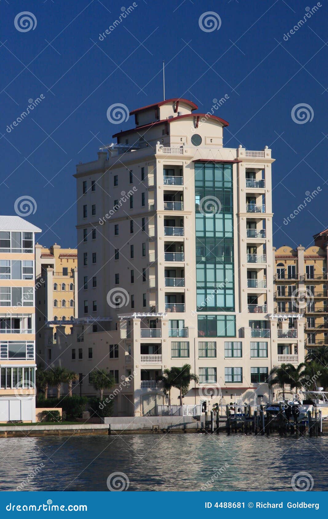 Waterfront Apartment Buildings Stock Image - Image of palm, tall: 4488681