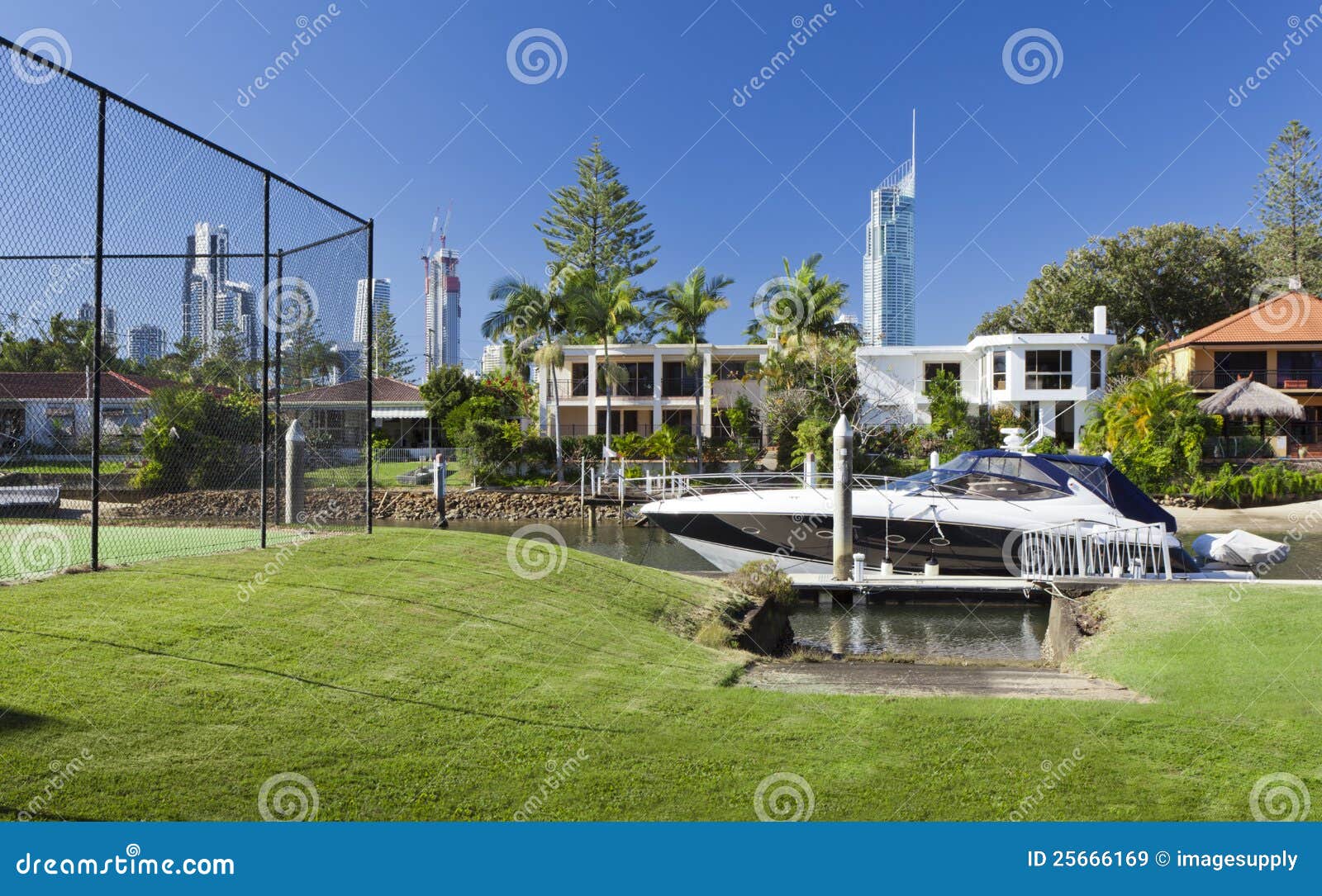 Waterfront backyard stock image. Image of front, outside - 25666169