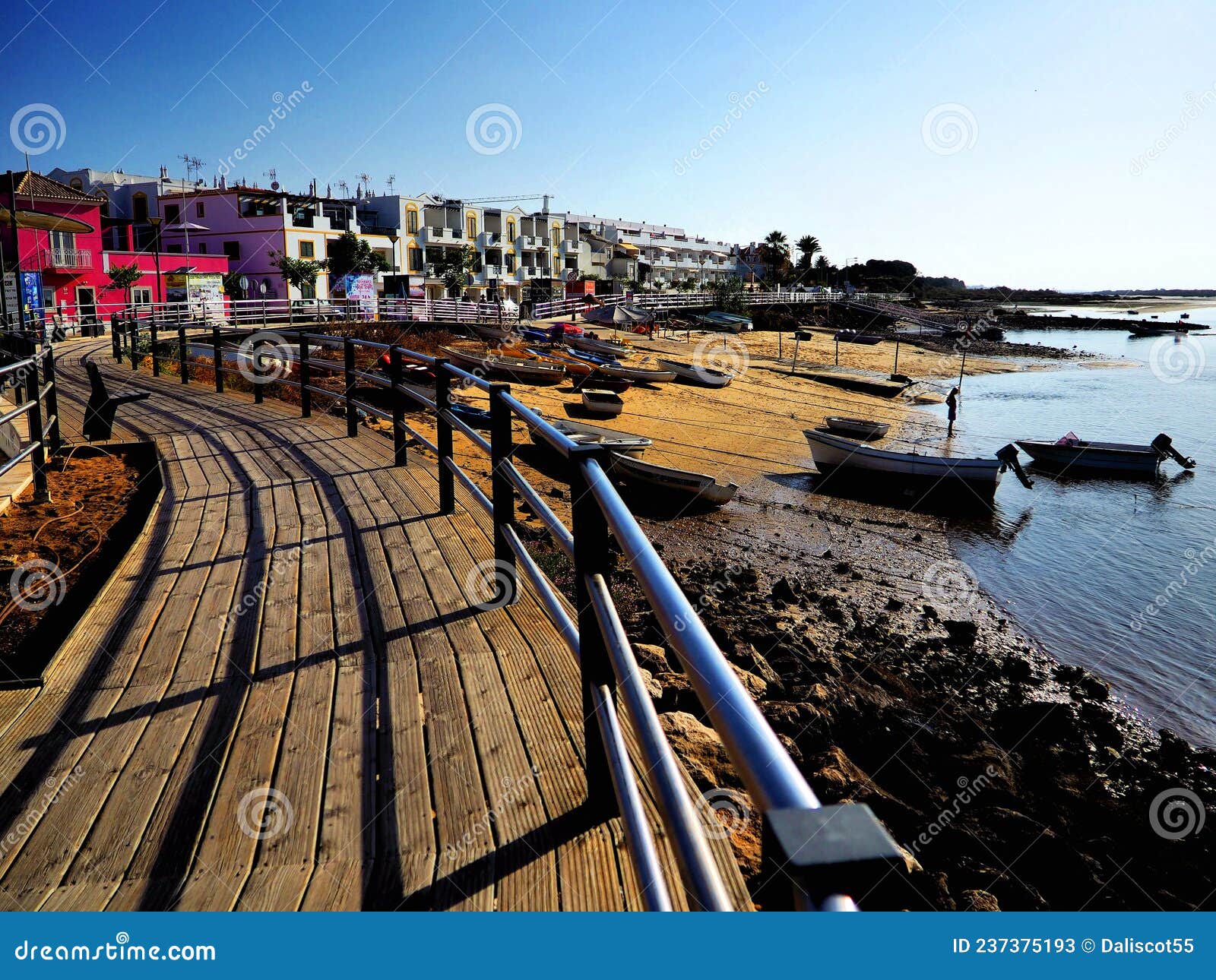 Picturesque Waterfront Boardwalk Scene Stock Image - Image of ...