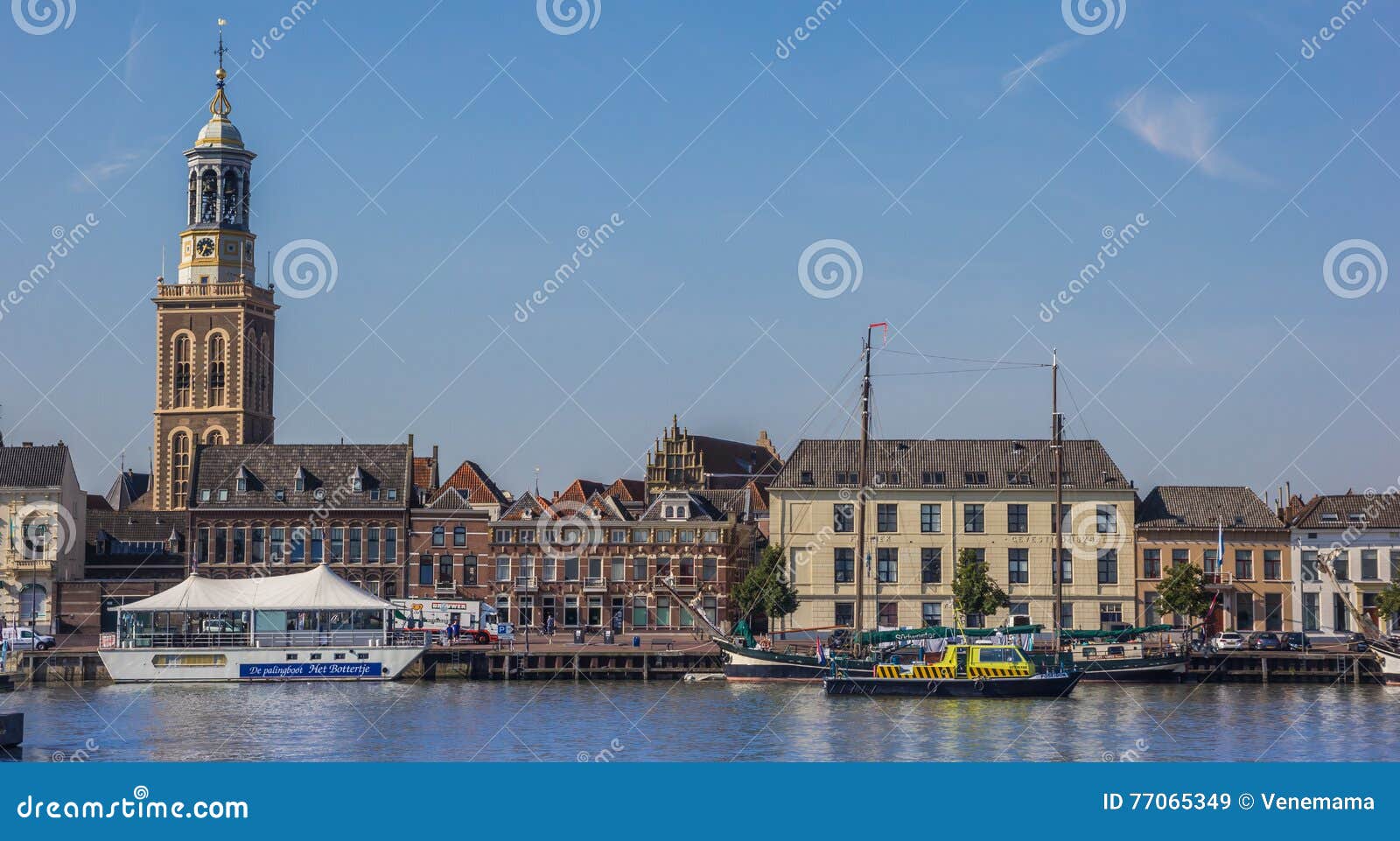 Waterfront and Church Tower of Kampen Editorial Stock Image - Image of ...