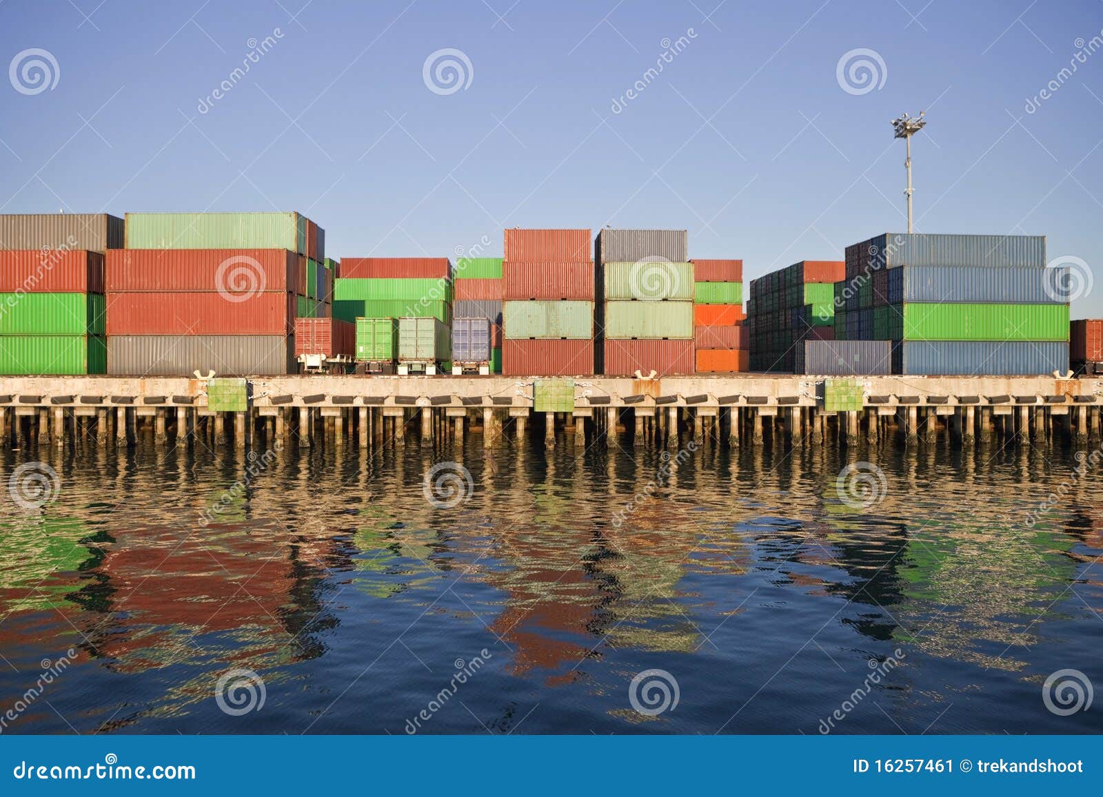 Waterfront Containers in Warm Afternoon Light. Stock Image - Image of ...