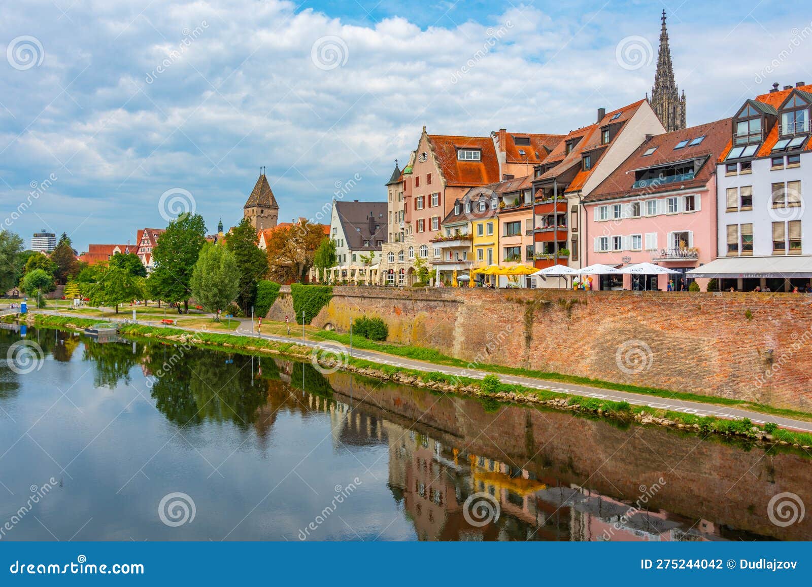Waterfront of German Town Ulm Editorial Photography - Image of balcony ...