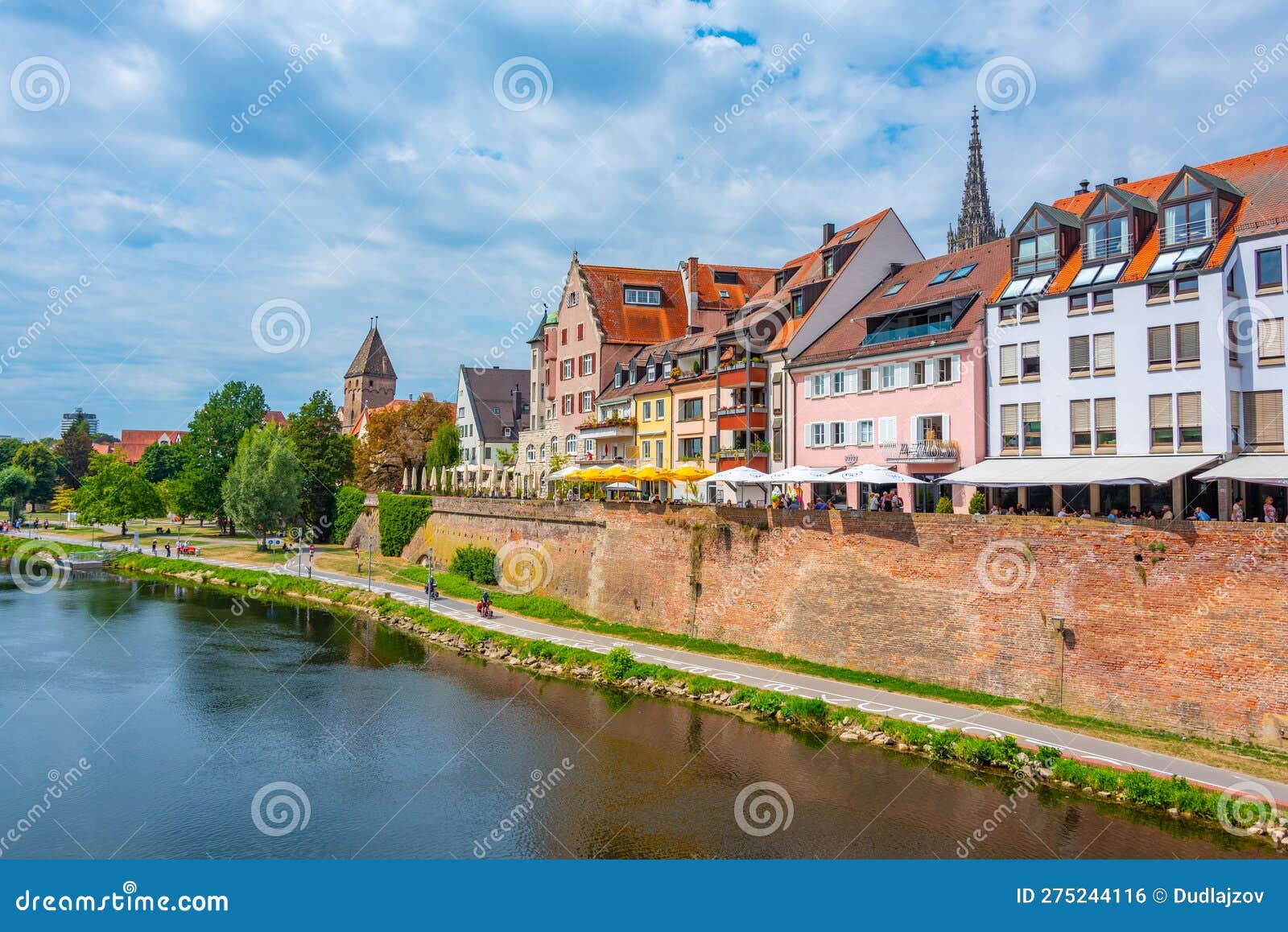 Waterfront of German Town Ulm Editorial Photo - Image of promenade ...