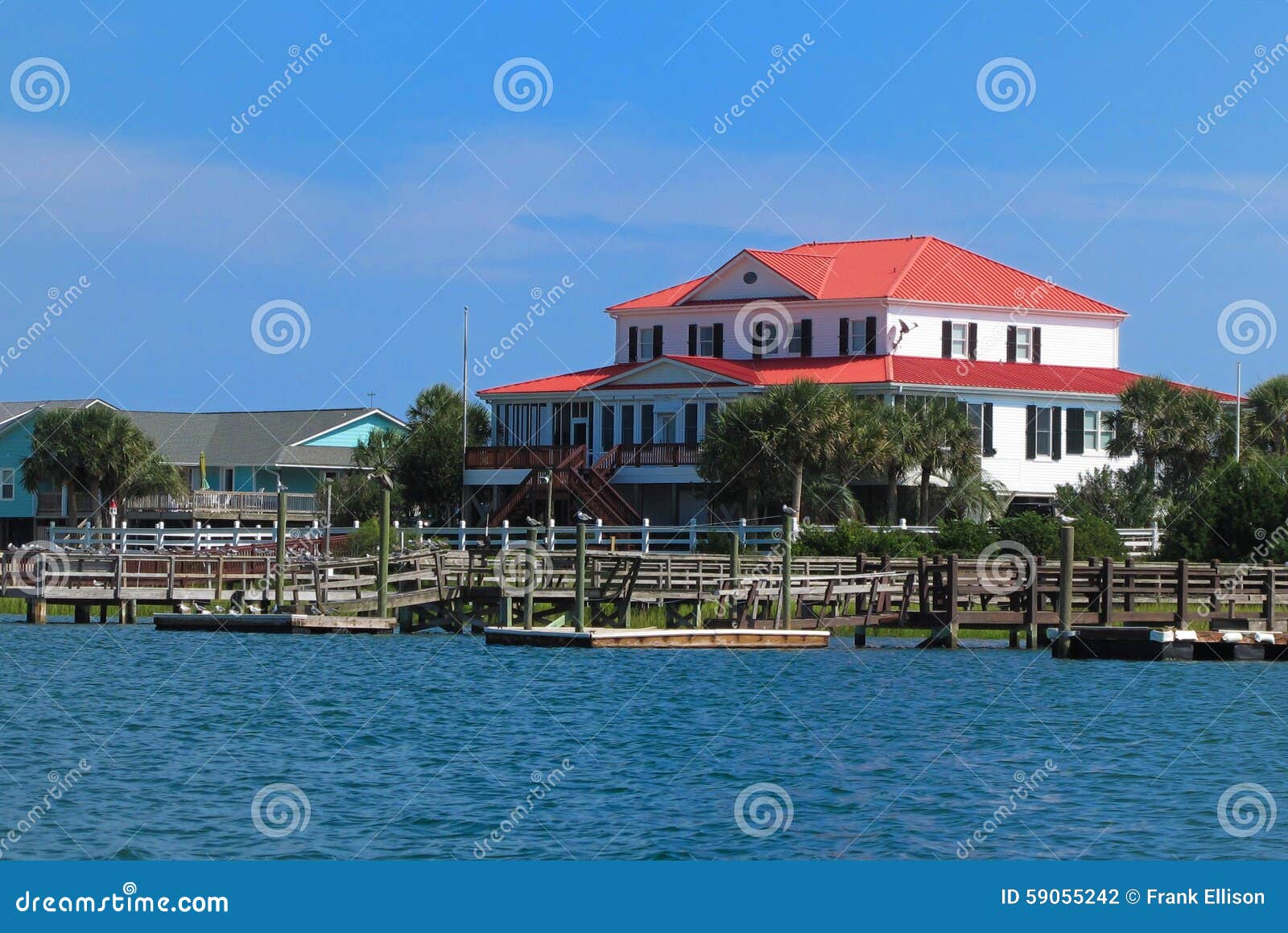 Waterfront Home stock photo. Image of water, roof, decks - 59055242