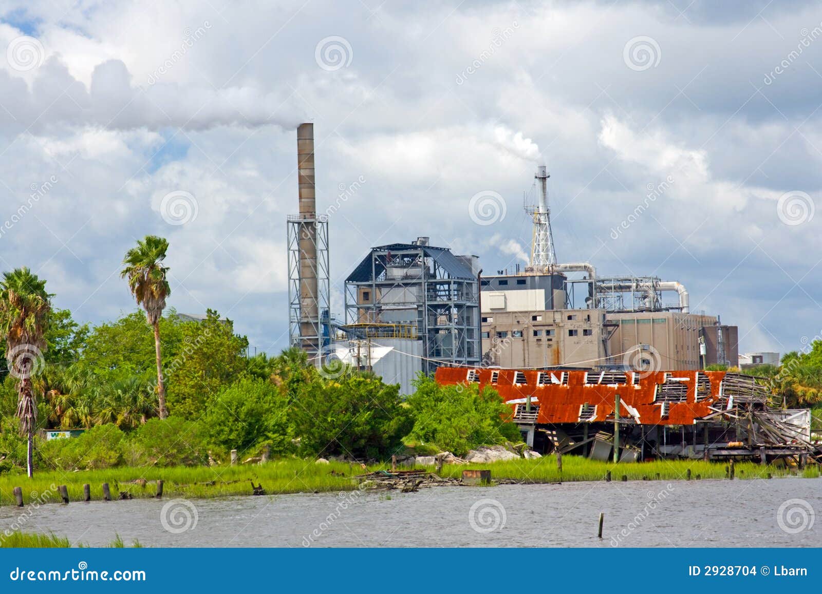 Waterfront Industrial Complex Stock Photo - Image of machinery, fumes ...