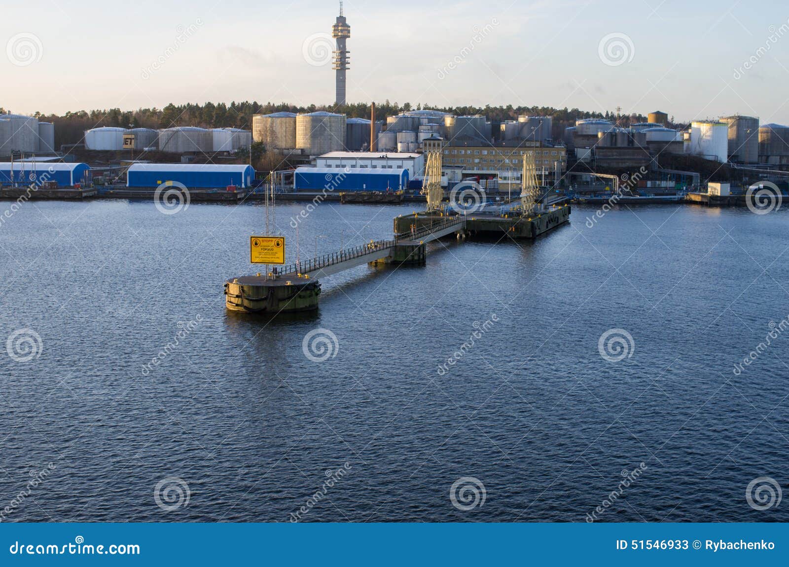 Waterfront with Industrial Warehouses Stock Image - Image of business ...