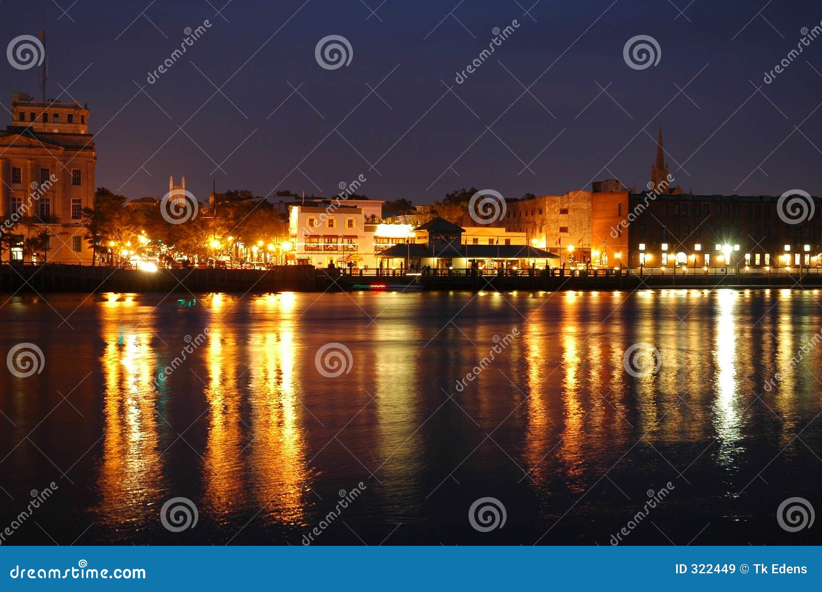 Waterfront at Night stock image. Image of riverwalk, nighttime - 322449