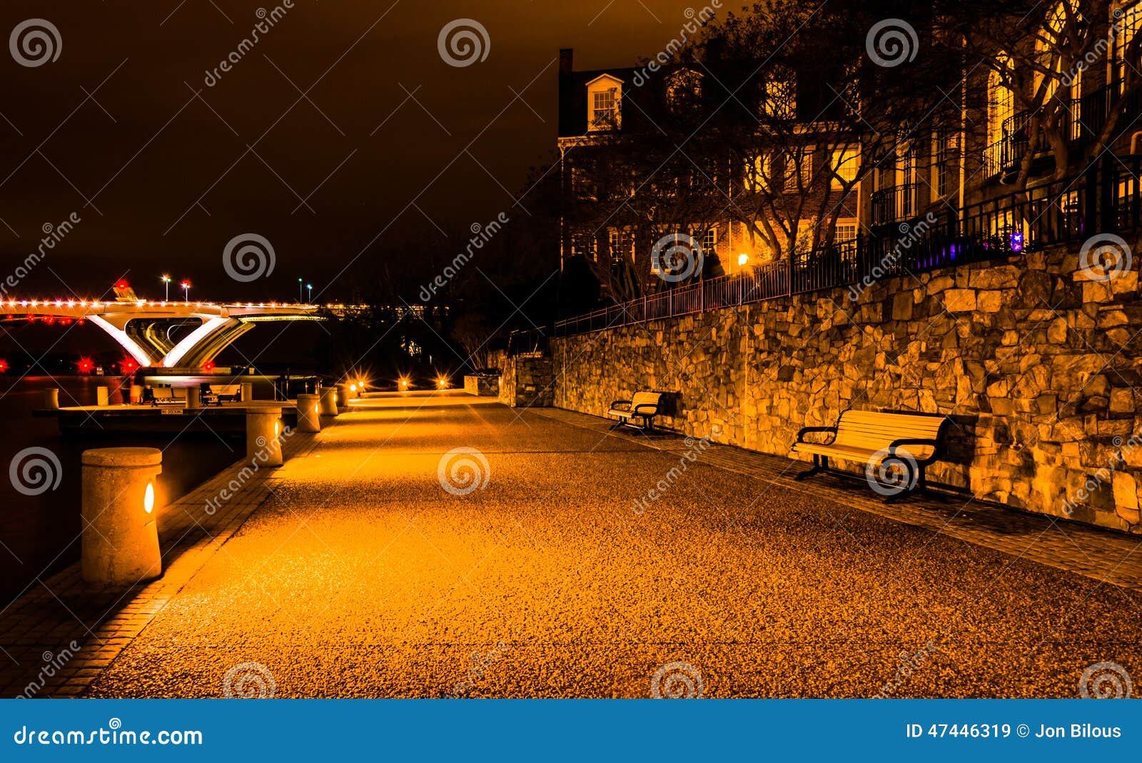 The Waterfront at Night in Alexandria, Virginia. Stock Image - Image of ...