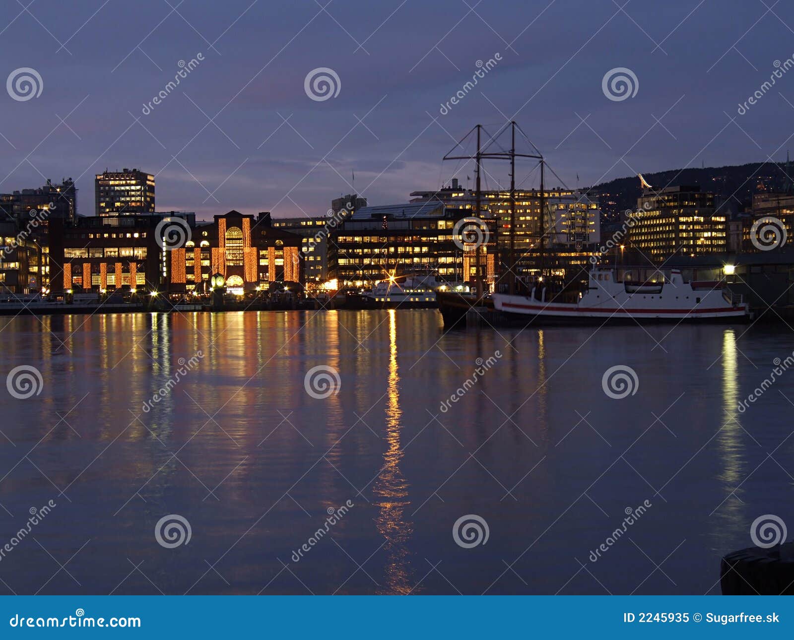 Waterfront of Oslo, Norway stock image. Image of lights - 2245935