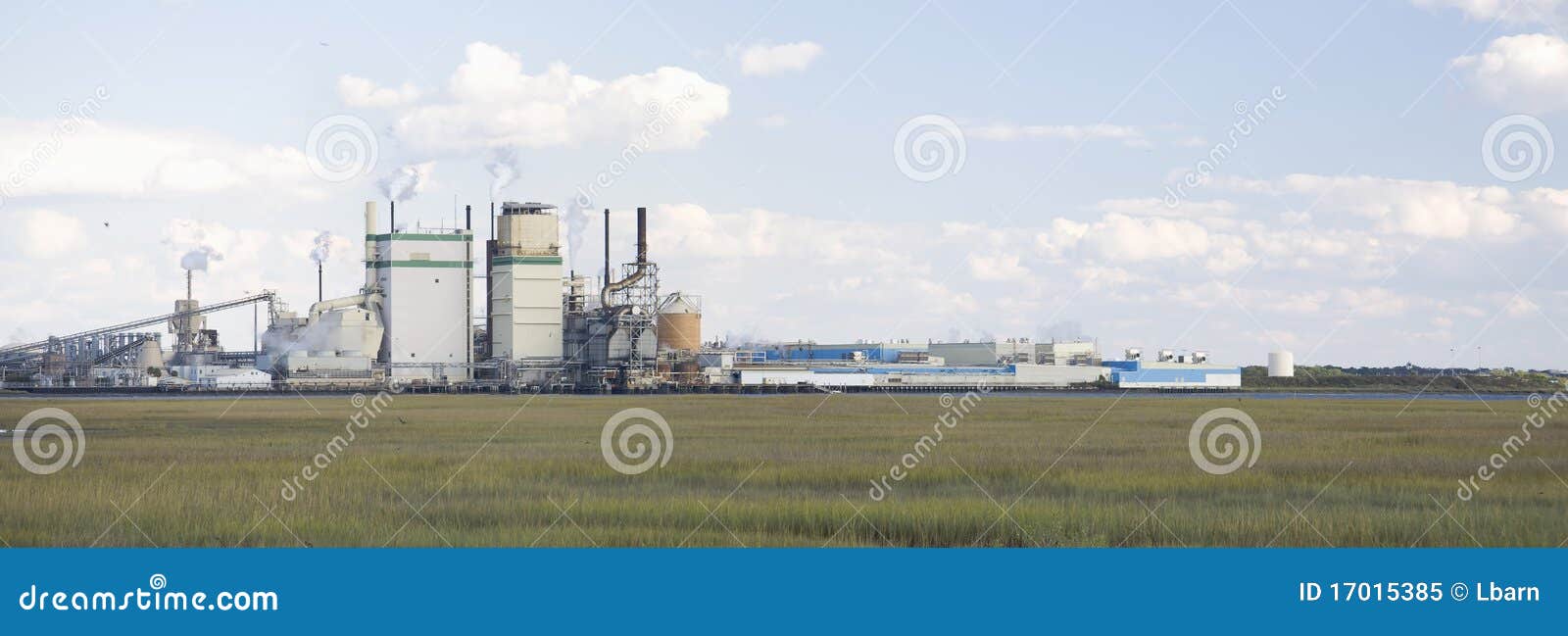 Waterfront Paper Mill Pamoramic Stock Image - Image of factory ...
