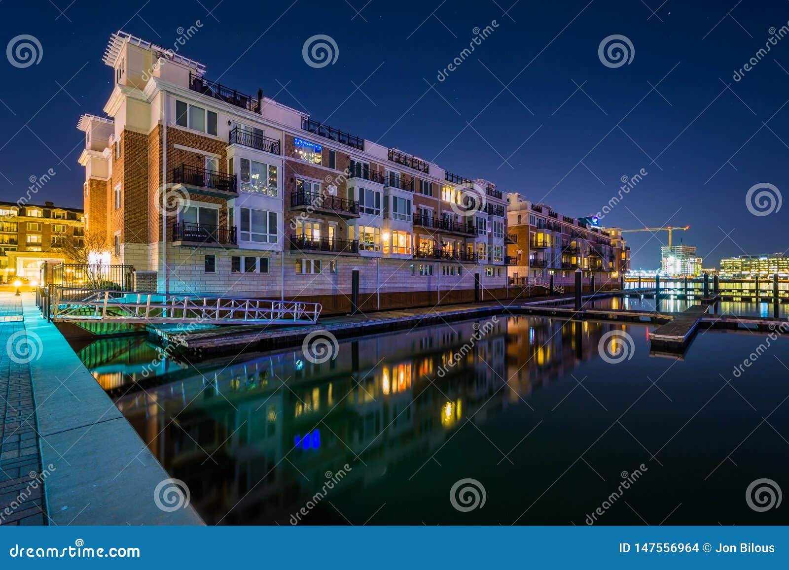 Waterfront Residences at the Inner Harbor at Night, in Baltimore ...