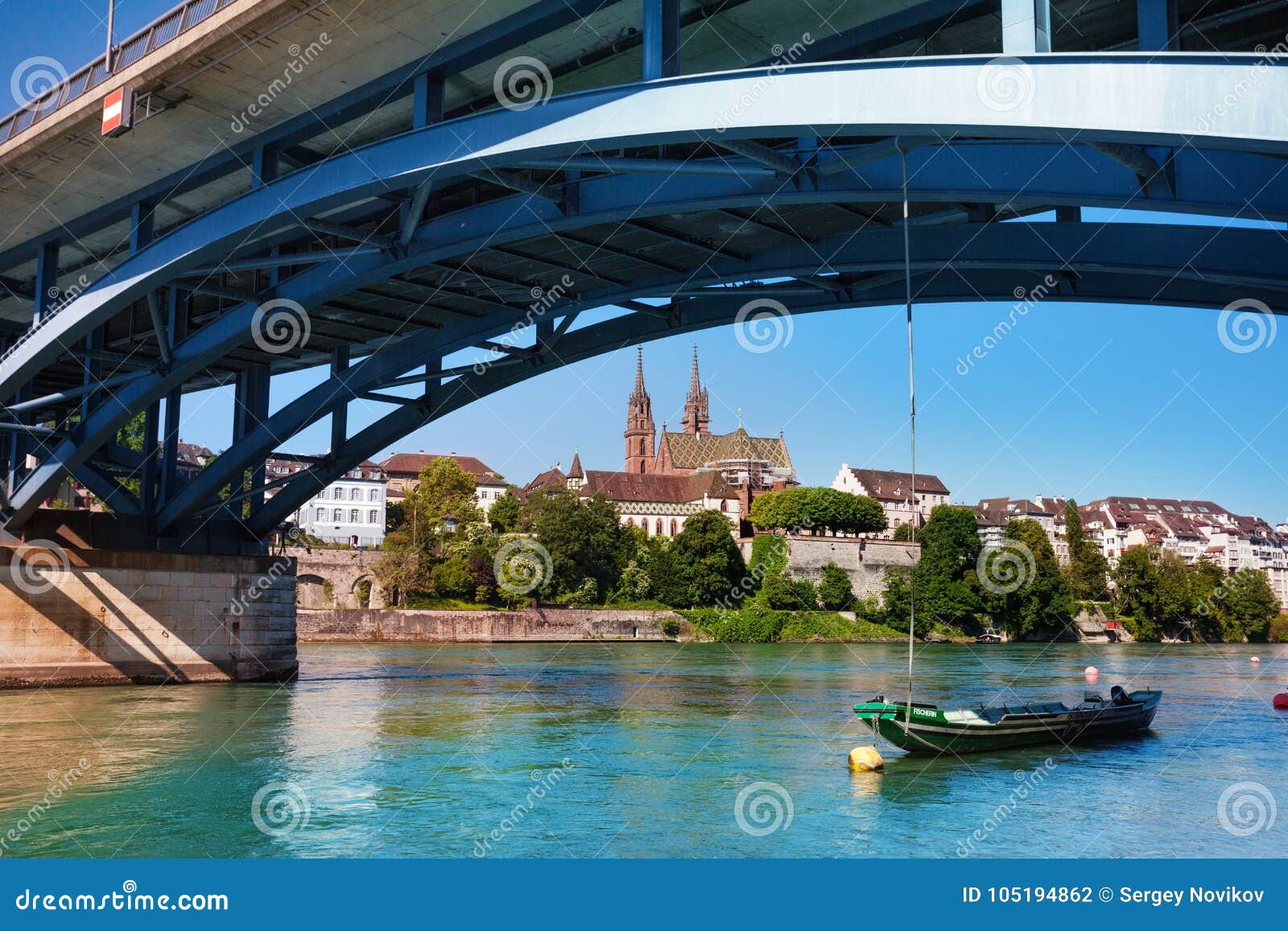 Waterfront of Rhine and Wettstein Bridge in Basel Editorial Photography ...