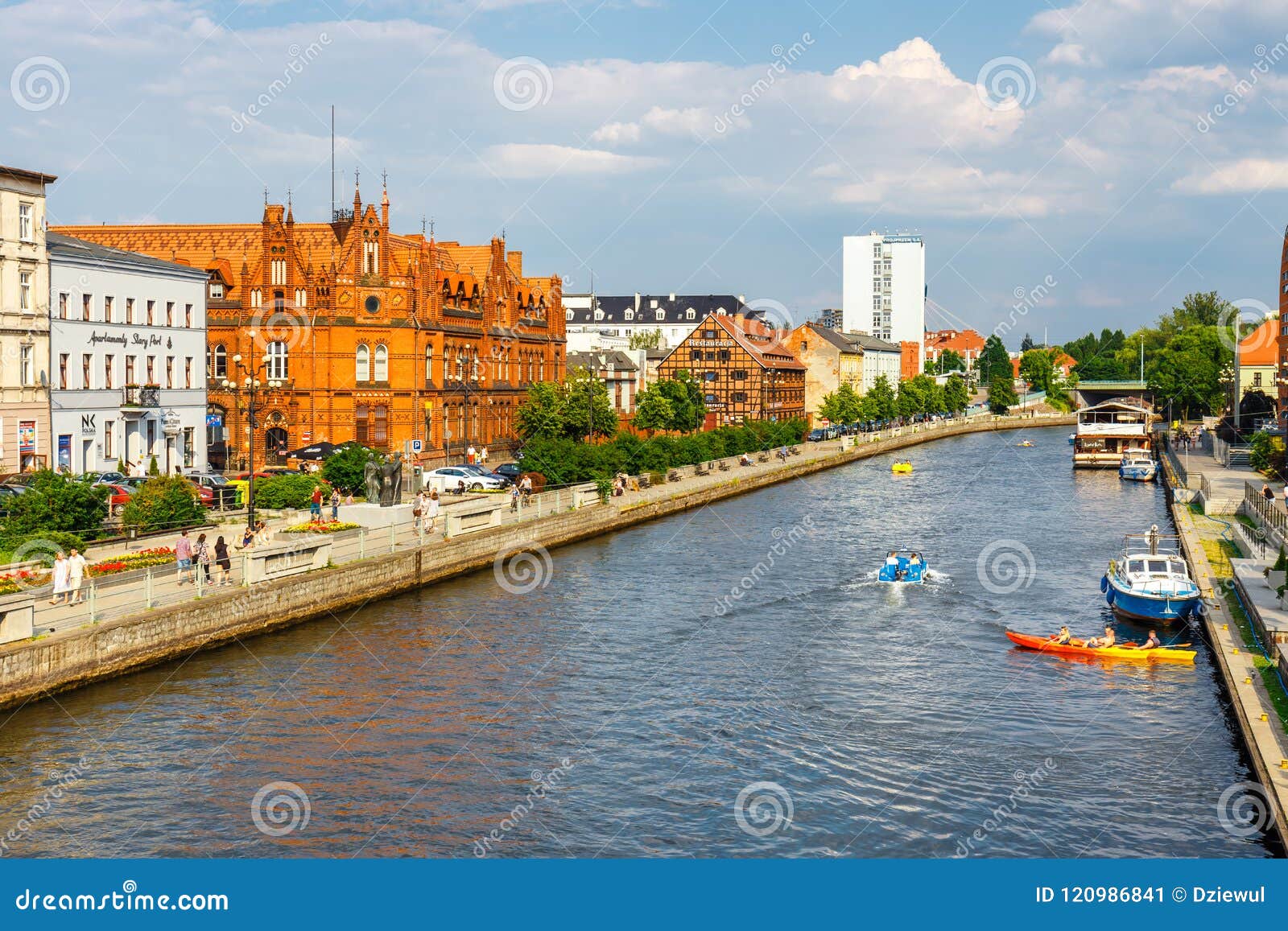 The Waterfront on the River Brda with Beautiful Architecture in ...