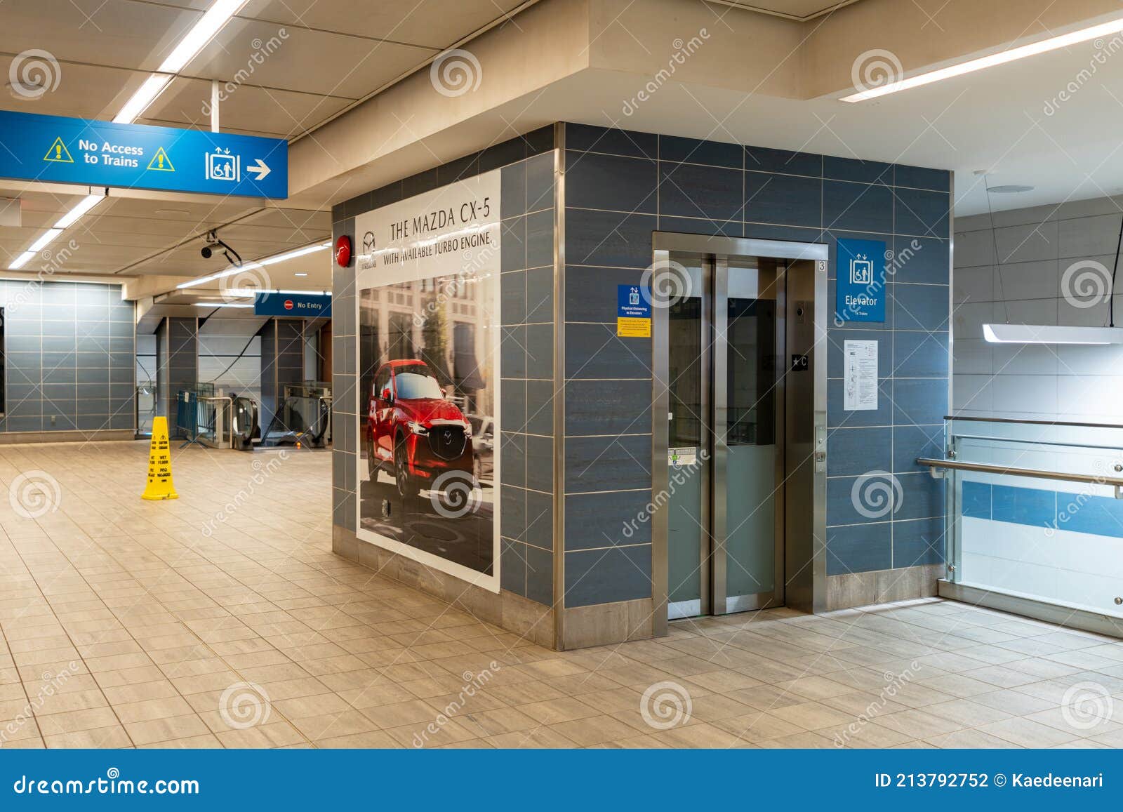 Waterfront Station Escalator and Elevator. Skytrain Canada Line Subway ...