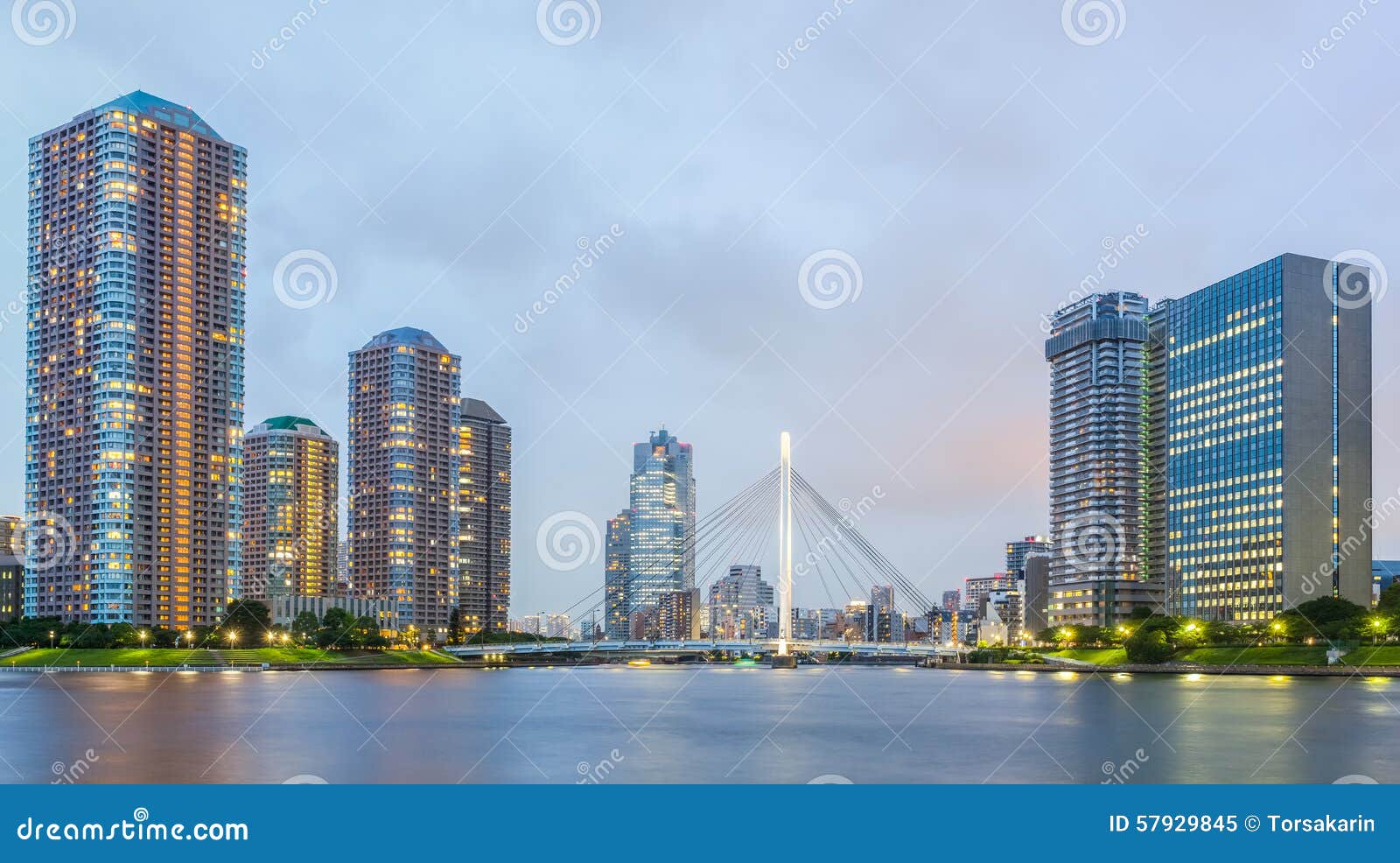 Waterfront Tokyo city stock image. Image of tokyo, twilight - 57929845